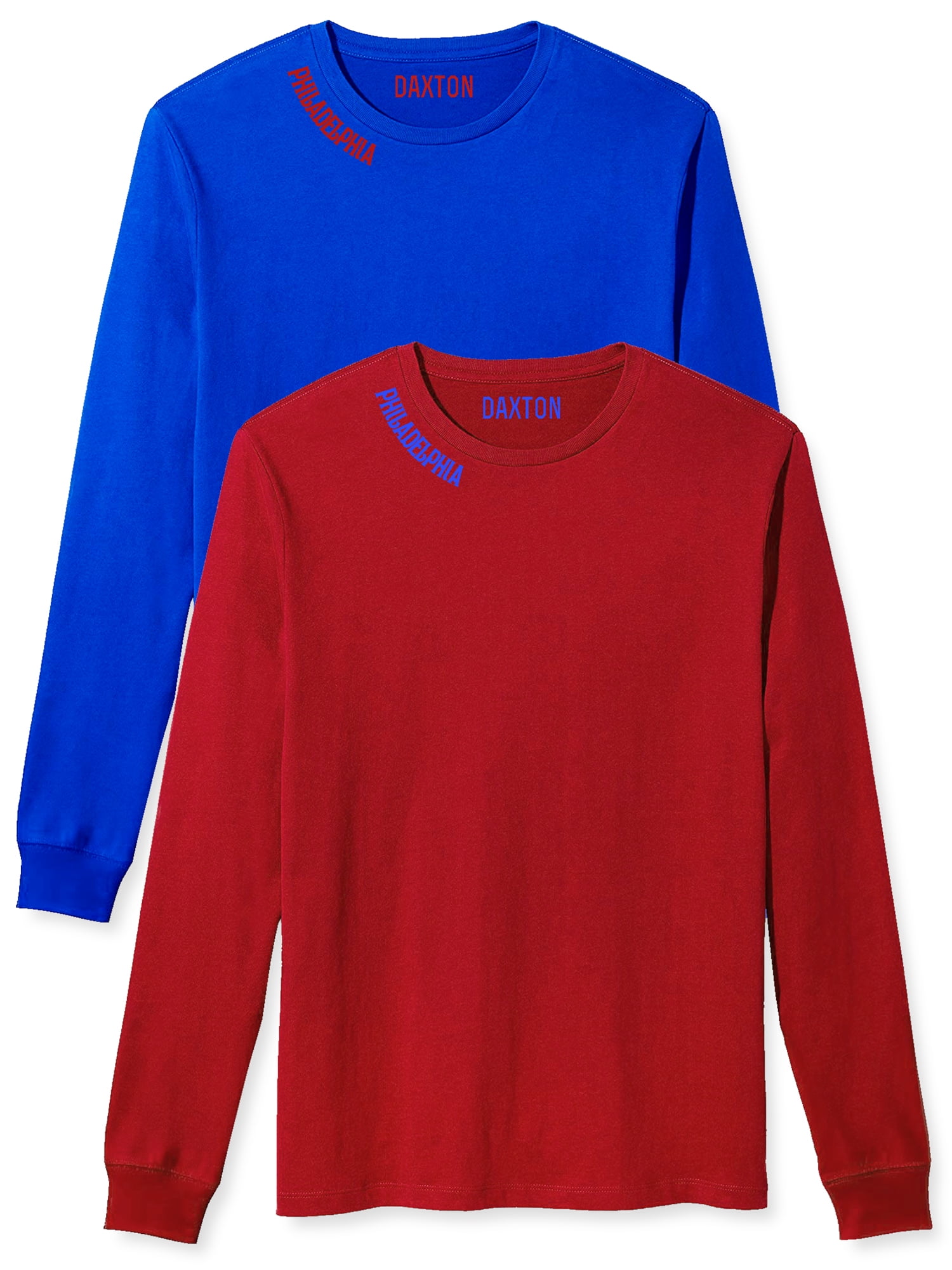 Daxton Premium Philadelphia Men Long Sleeves T Shirt Ultra Soft Medium Weight Cotton, 2Pk Royal ...