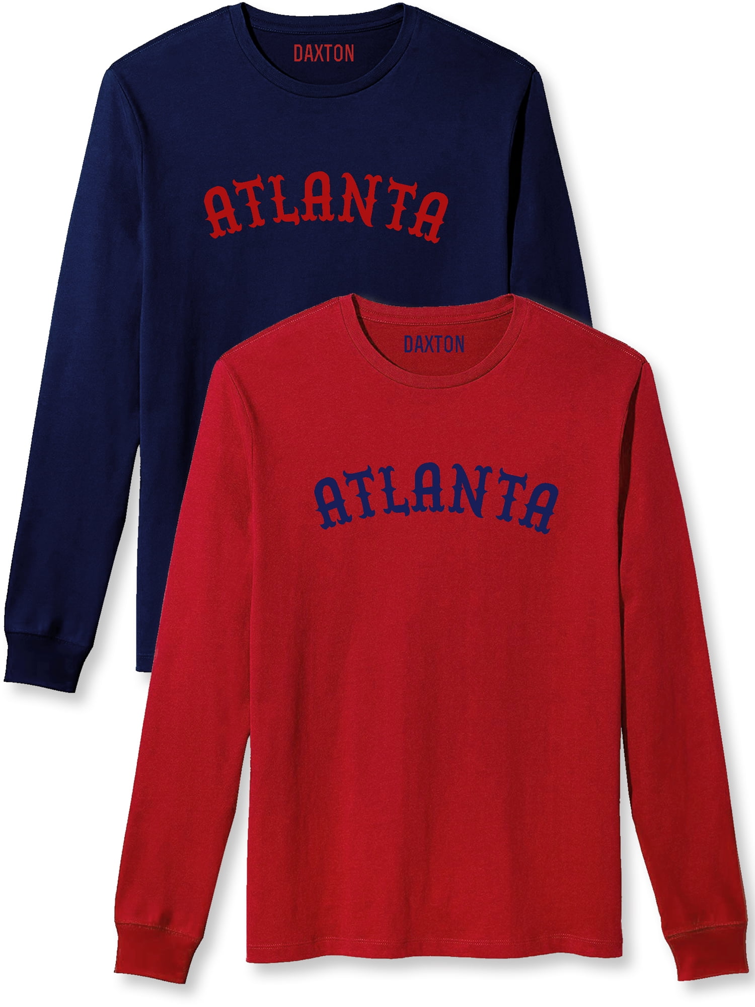 Daxton Retro Atlanta Arch Font Long Sleeves T Shirt Soft Medium Weight ...