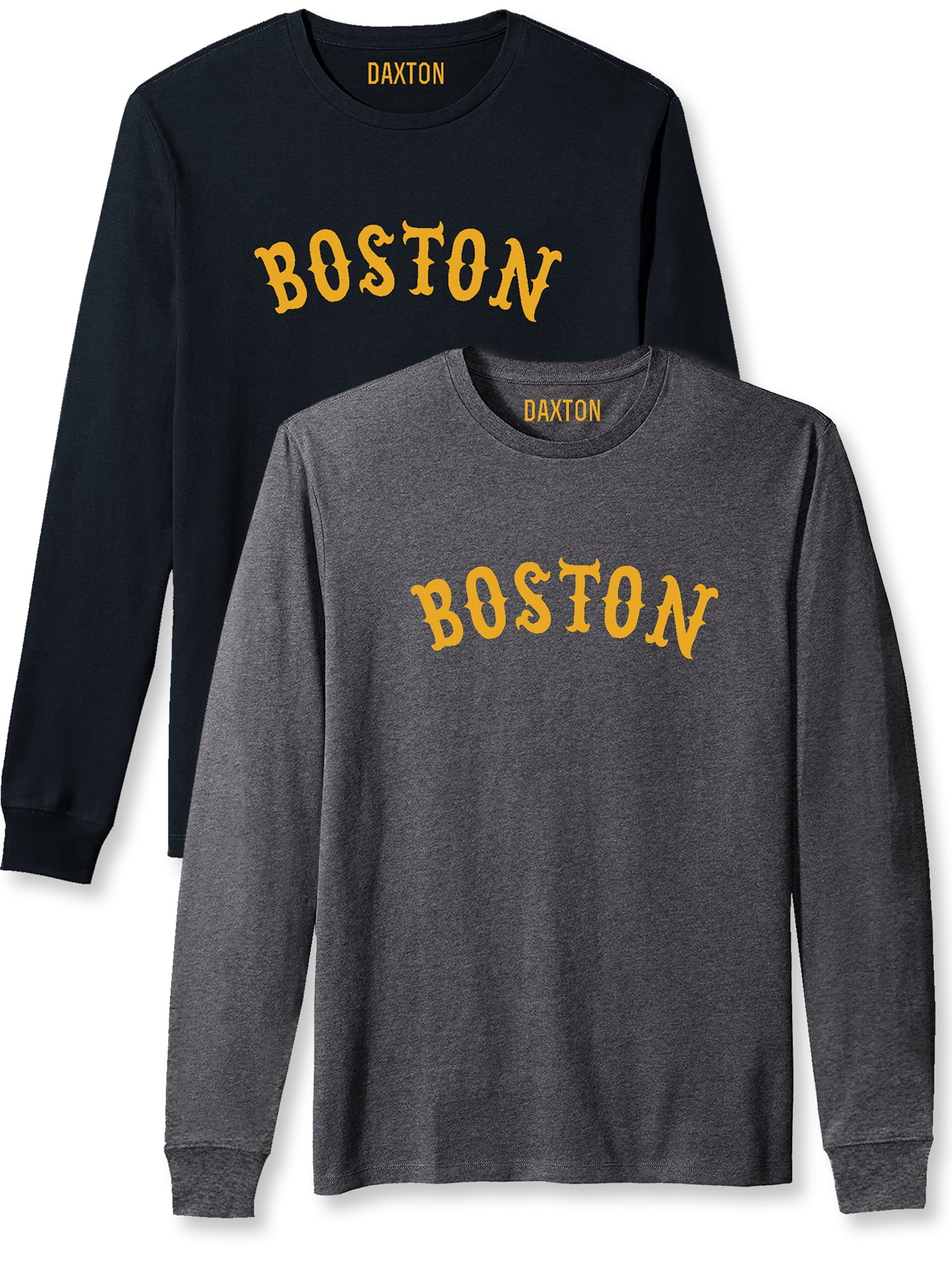 Daxton Retro Boston Arch Font Long Sleeves T Shirt Soft Medium Weight ...