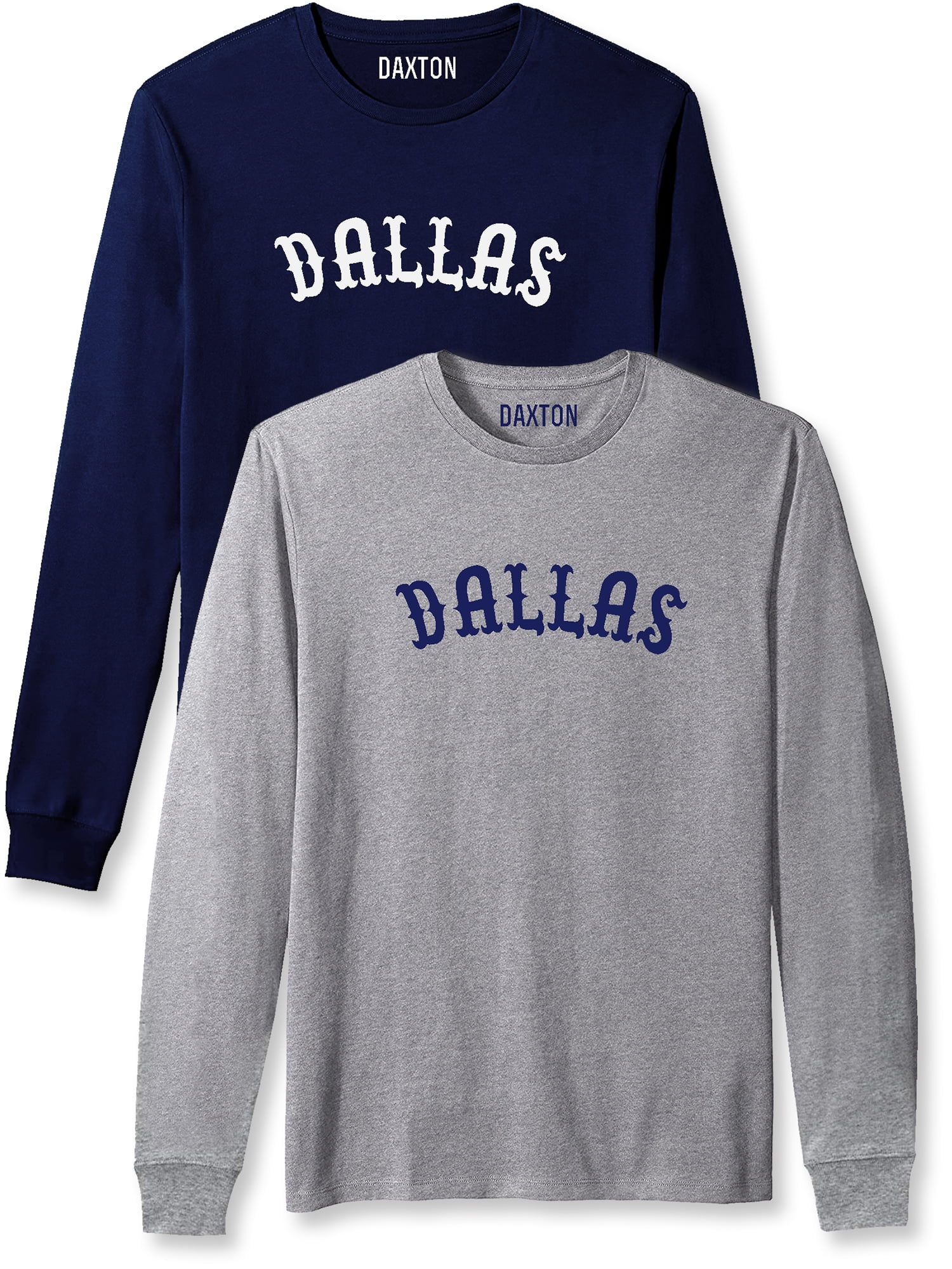 Daxton Retro Dallas Arch Font Long Sleeves T Shirt Soft Medium Weight ...