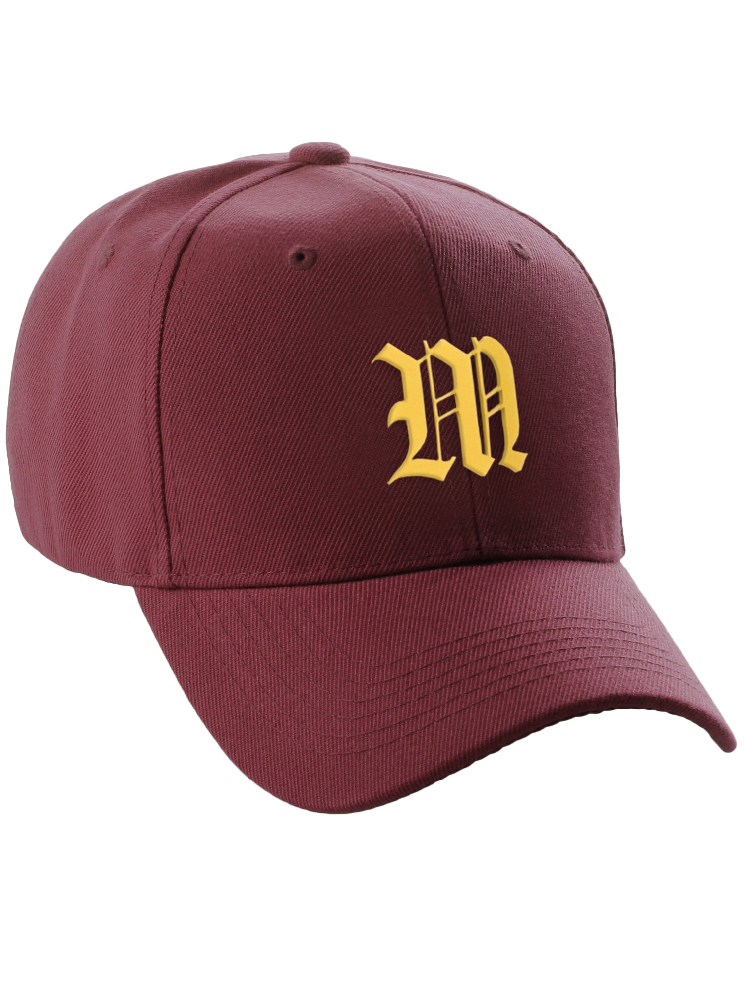 Daxton Structured Baseball Hat Cap Curved Visor Old English Font ...
