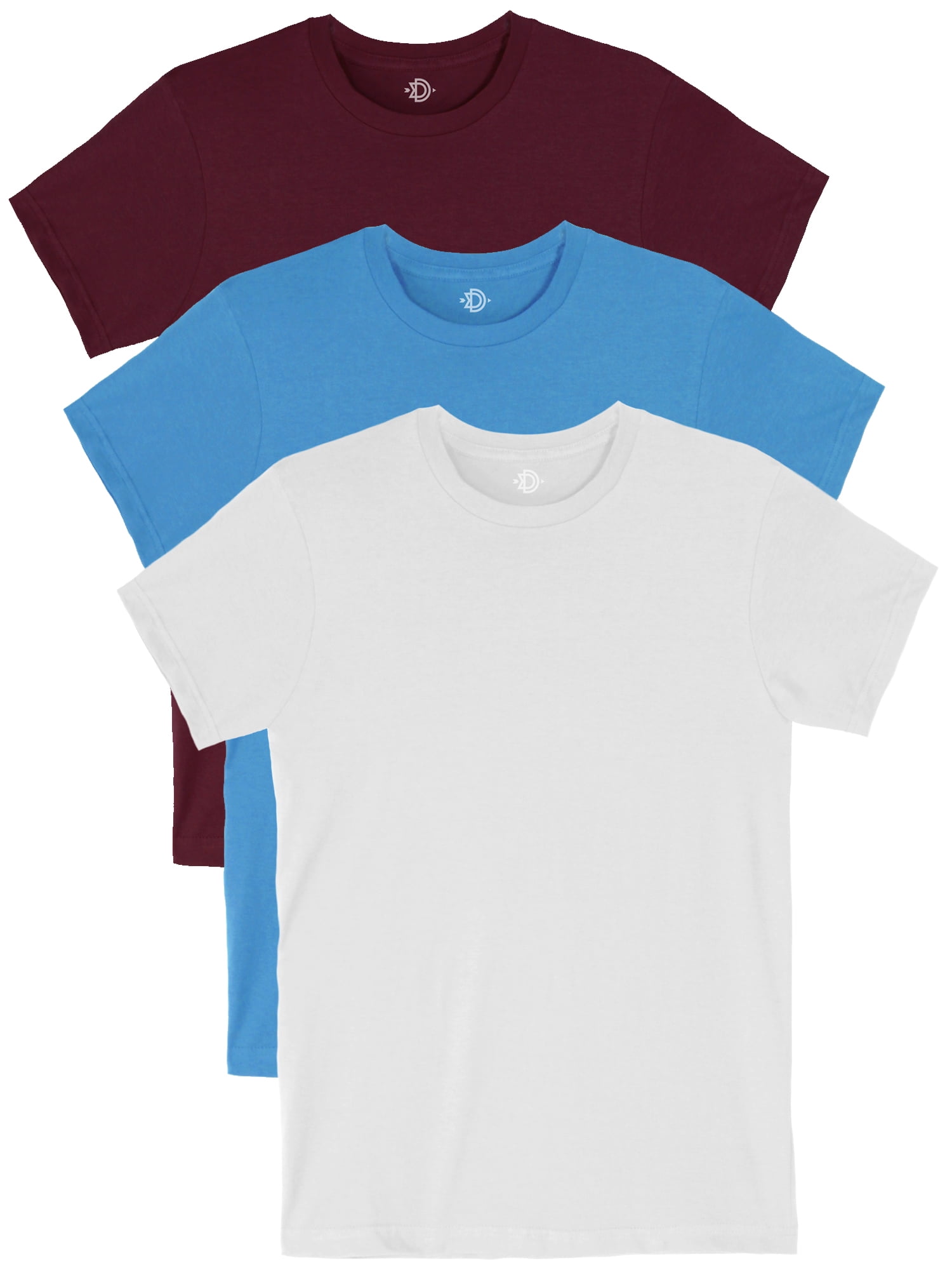 Daxton Youth Size Short Sleeve Tee Basic Tshirt Tops Packs-Burgundy,Turquoise,White-L - Walmart.com