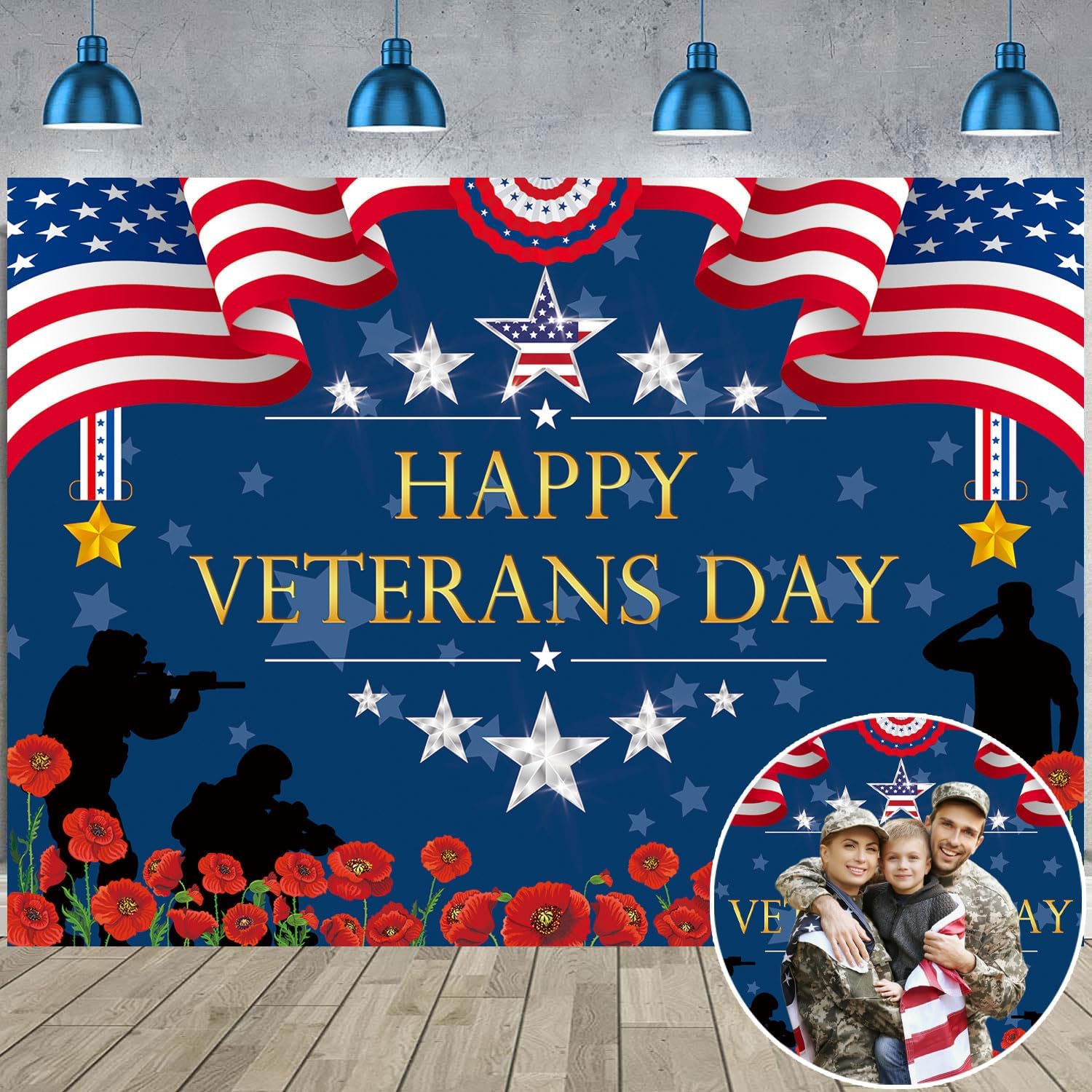 Day Backdrop Banner Thank You Veterans Photography Backdrop Remember ...
