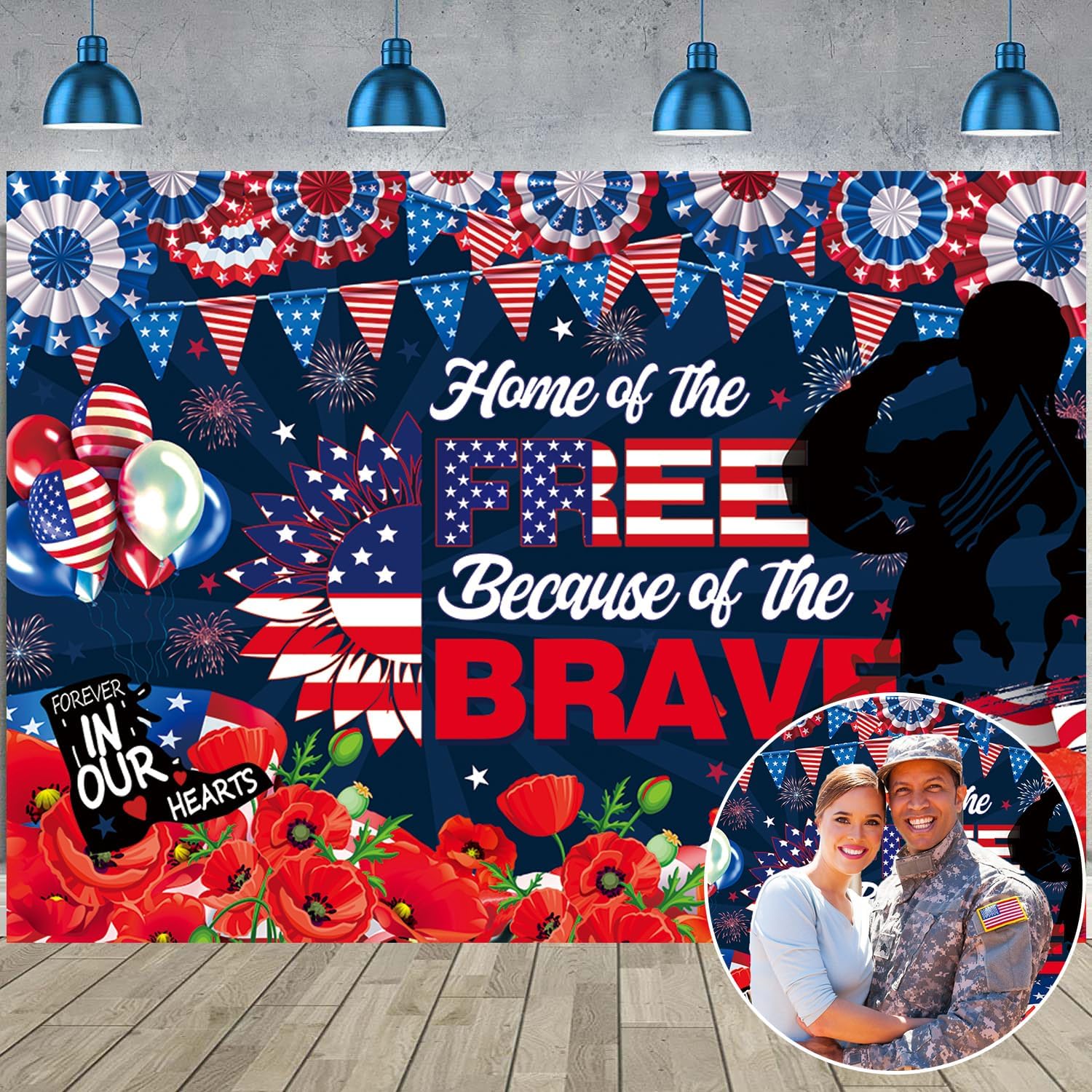 Day Backdrop Remember and Honor Banner Home of The Free Because of The ...