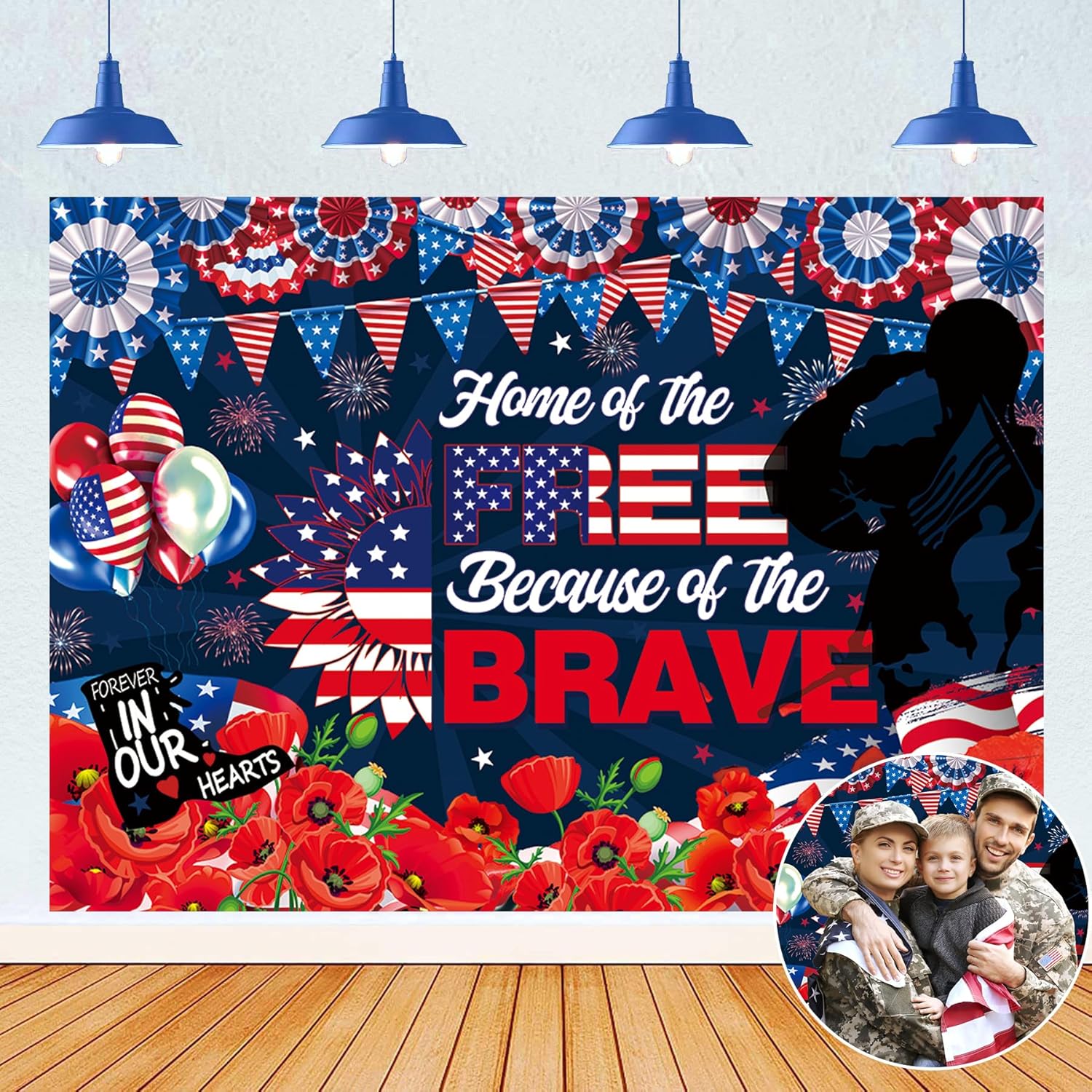 Day Backdrop Remember and Honor Banner Home of The Free Because of The ...