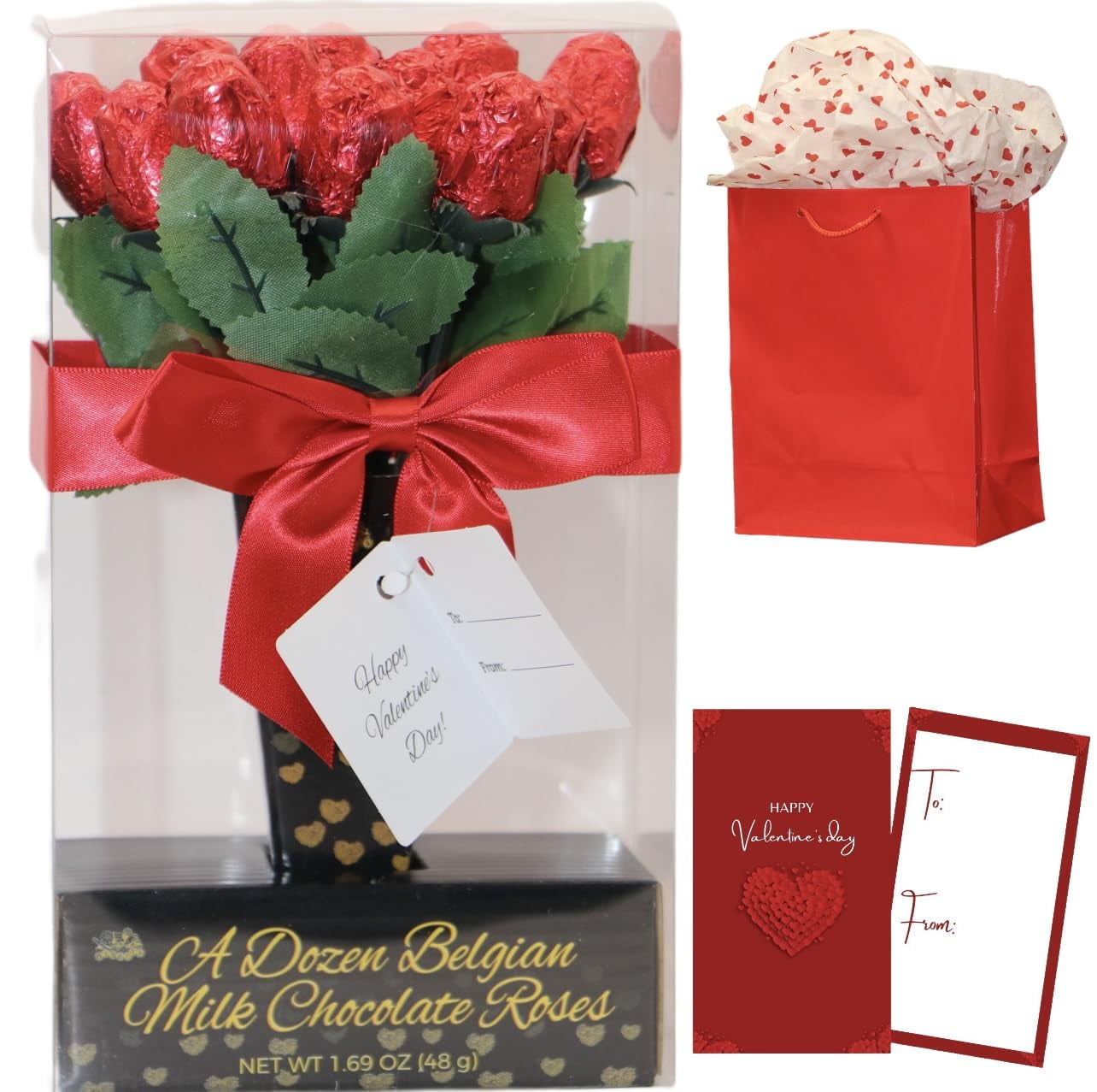 Day Belgian Milk Chocolate Rose Bouquet| Individually Wrapped Candy ...