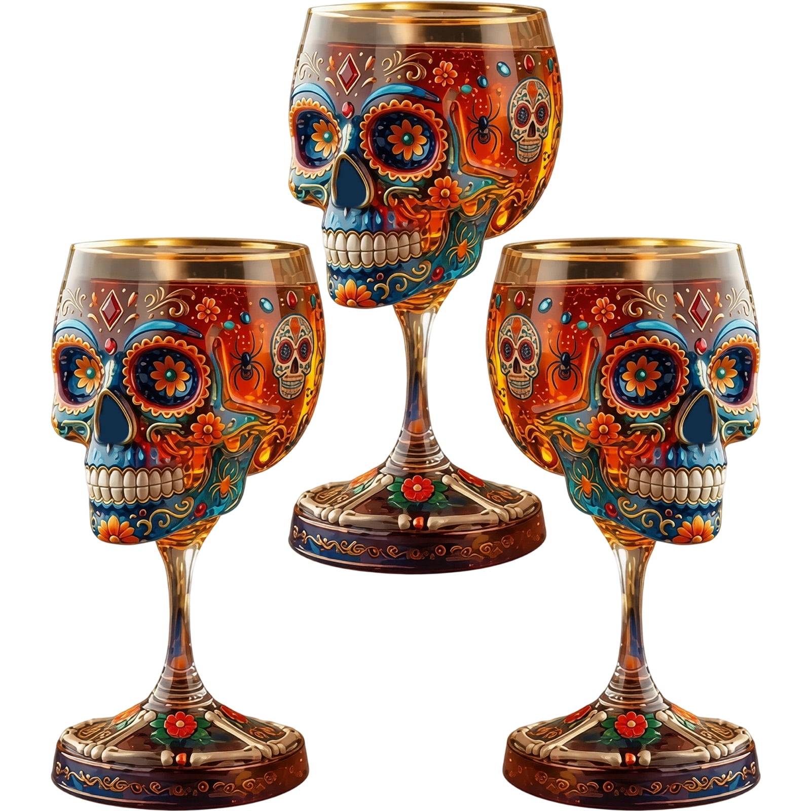 Day Of The Dead Collector Goblet Gothic Wine Glass Day of the Dead ...