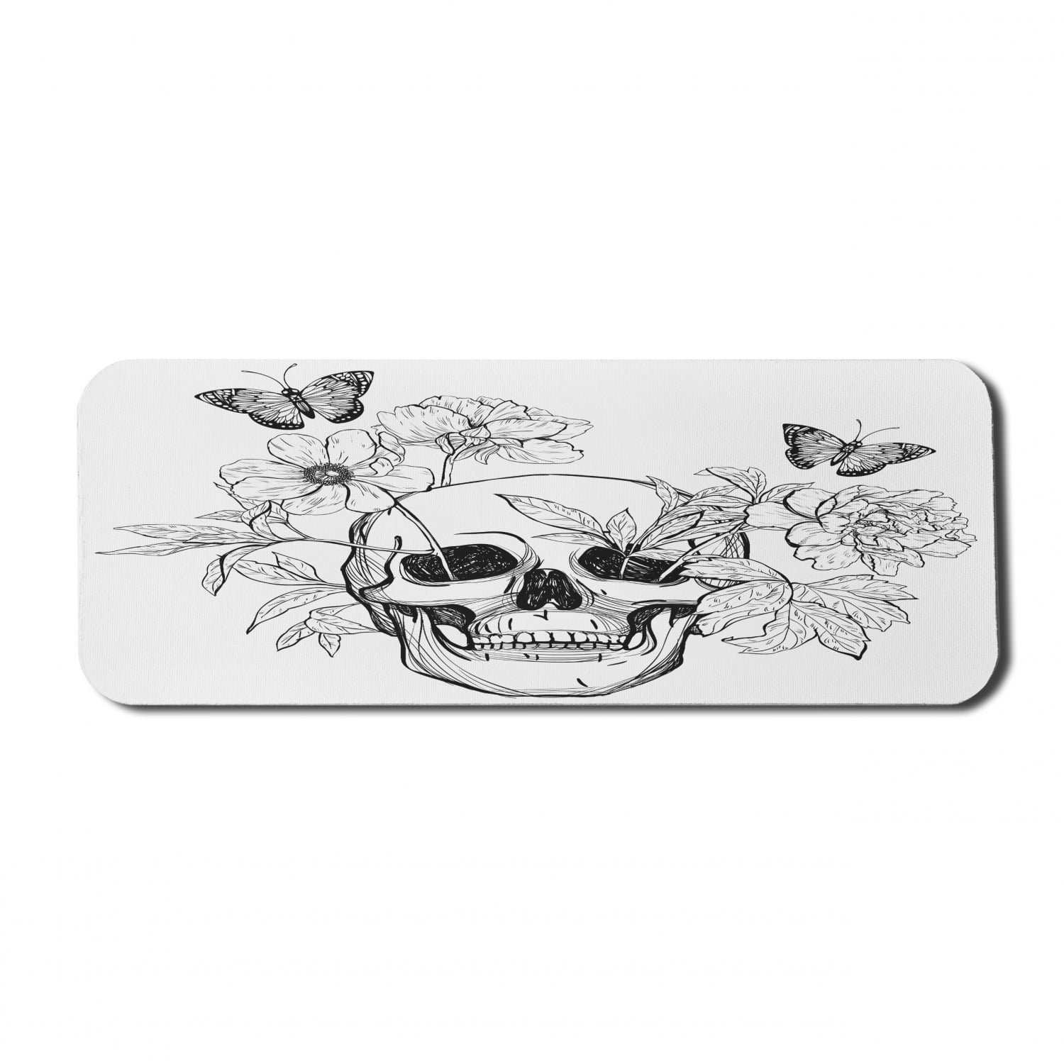 Day of the Dead Computer Mouse Pad, Skull with Flower Blooms and ...