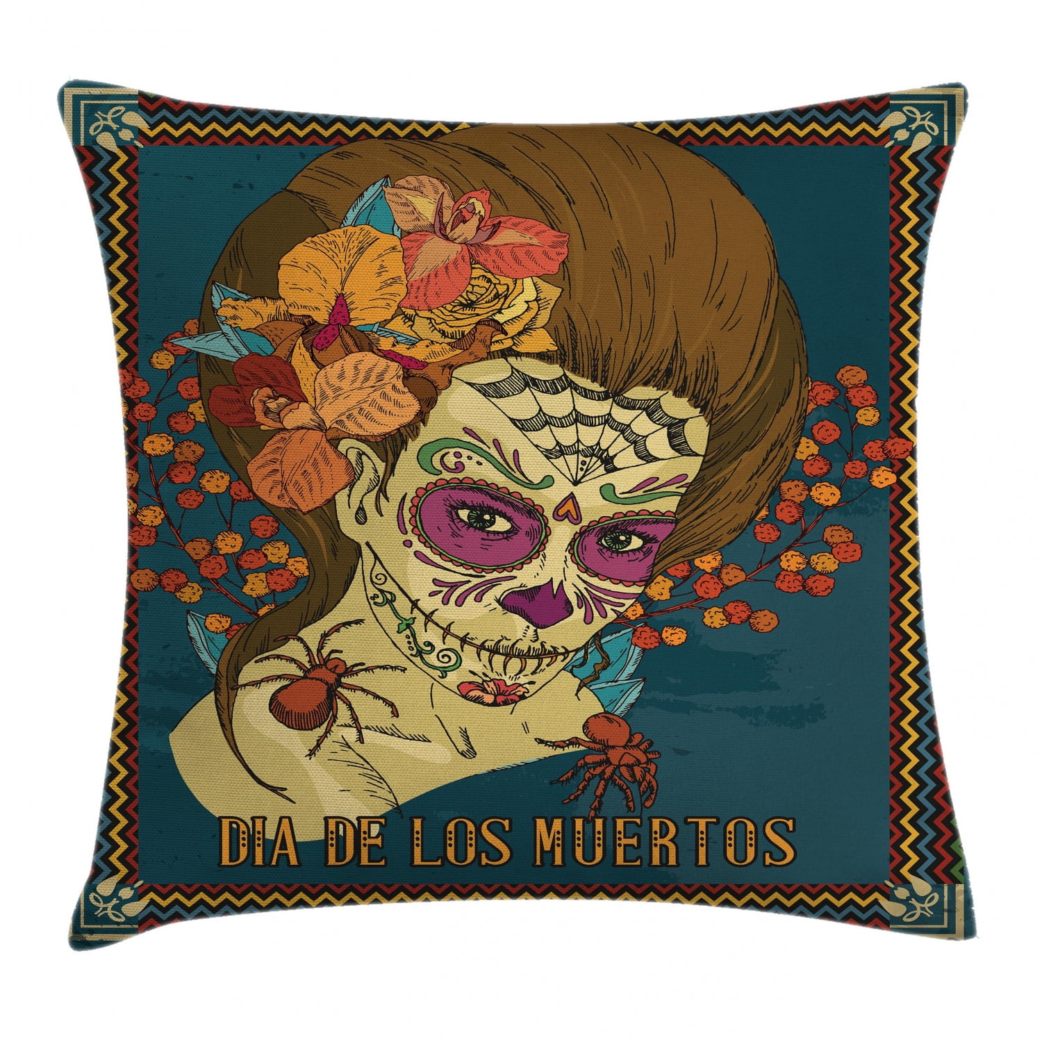 Day Of The Dead Decor Throw Pillow Cushion Cover, Dia de Los Muertos ...