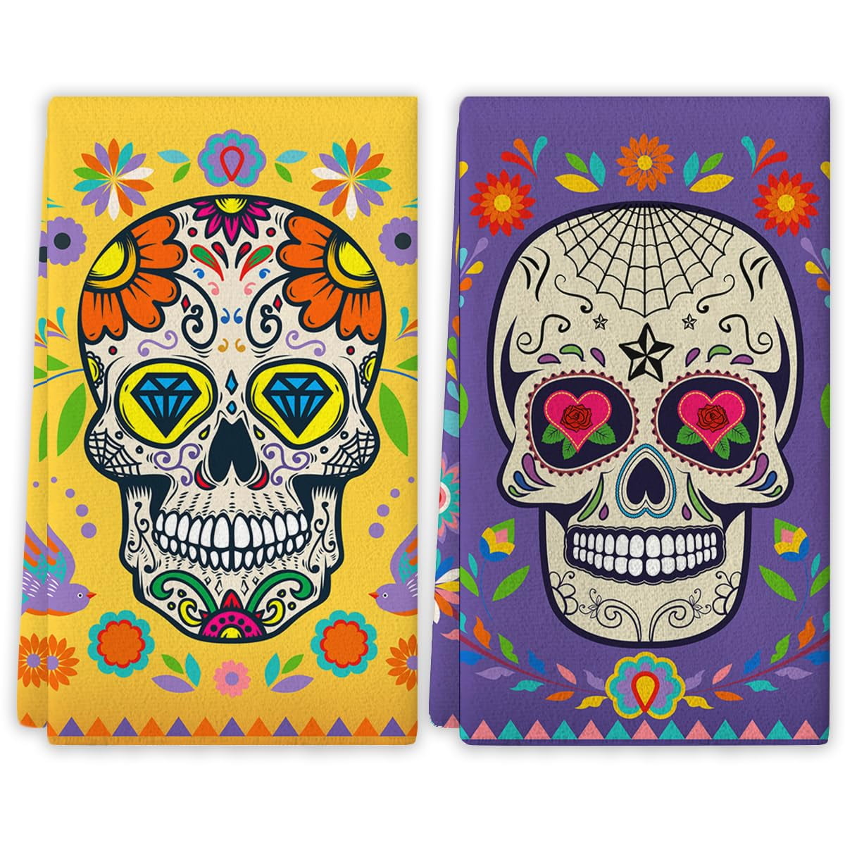 Day of The Dead Dish Towels for Kitchen Dia De Los Muertos Kitchen ...
