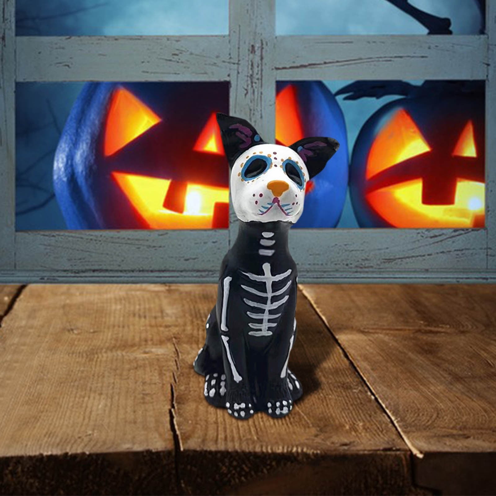 Day of The Dead Dog Statue, Halloween Dog Statue Sugar Skulls Animal ...
