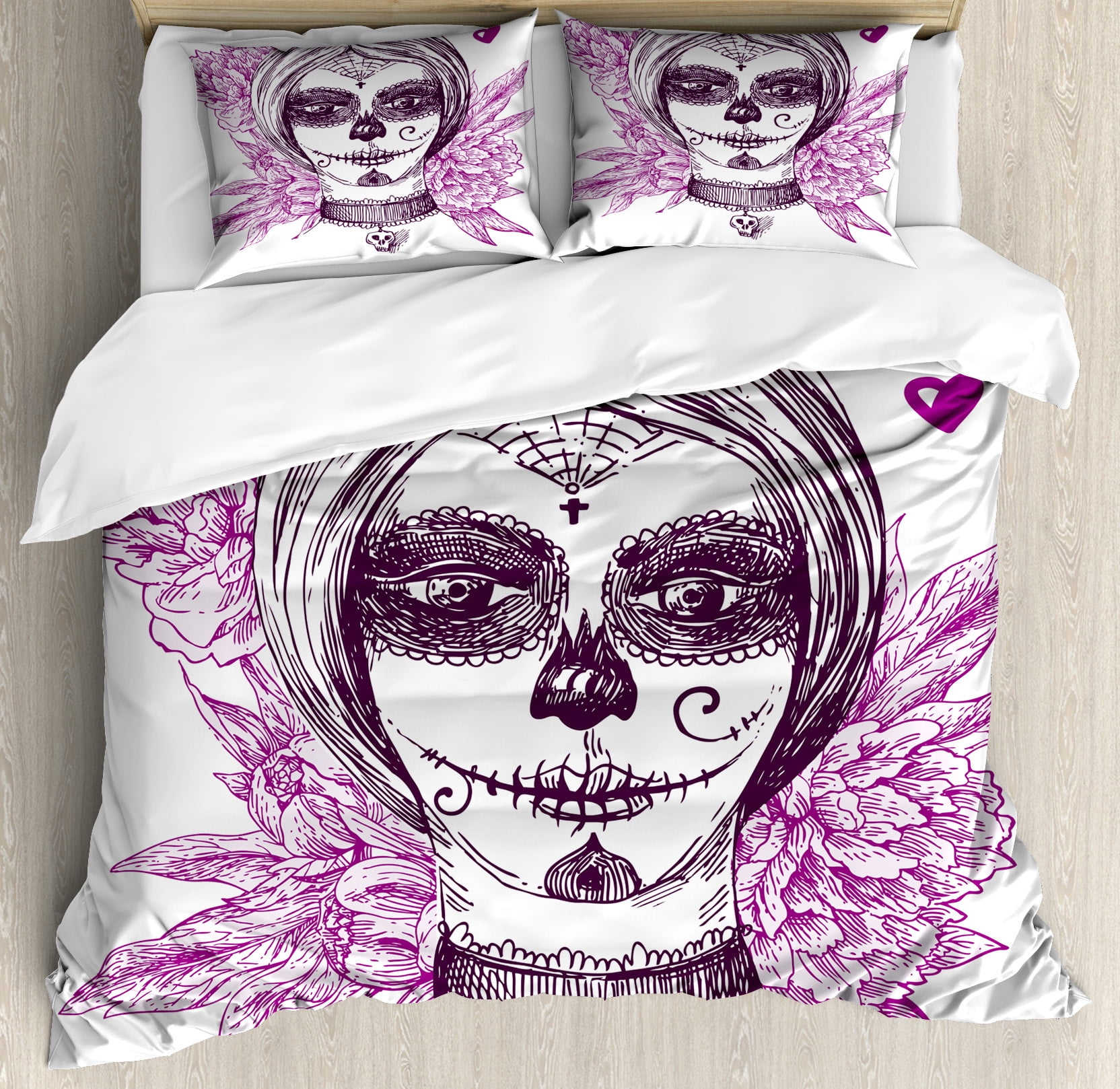 Day of the Dead Duvet Cover Sets, Illustration Gothic Vampire Like Face ...
