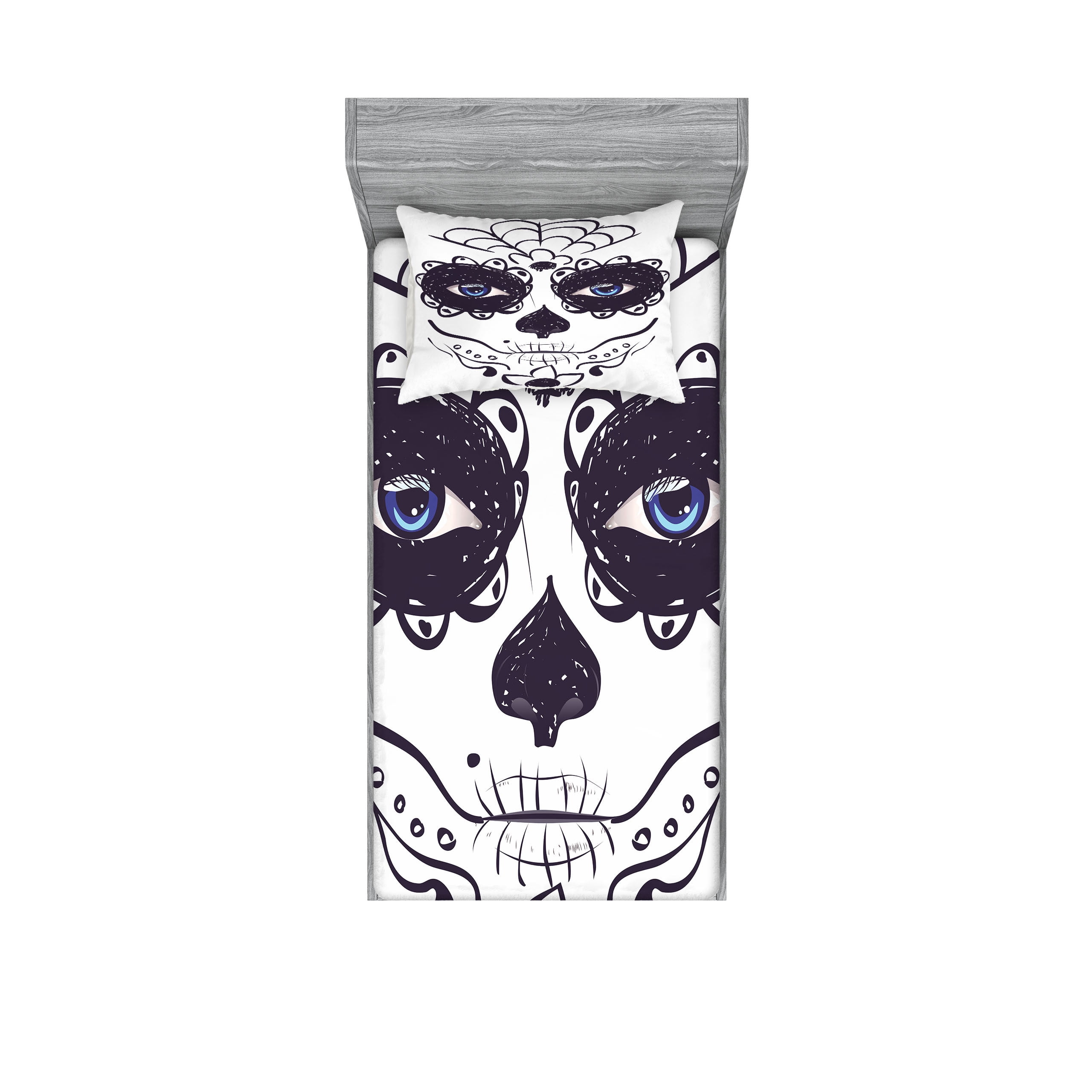 Day of the Dead Fitted Sheet & Pillow Sham Set, Dia de los Muertos ...