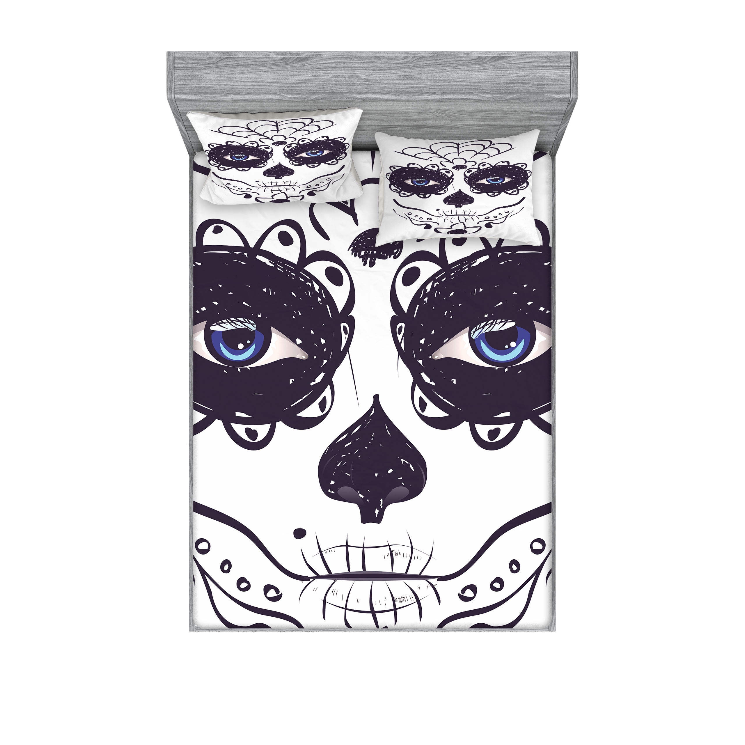 Day of the Dead Fitted Sheet & Pillow Sham Set, Dia de los Muertos ...