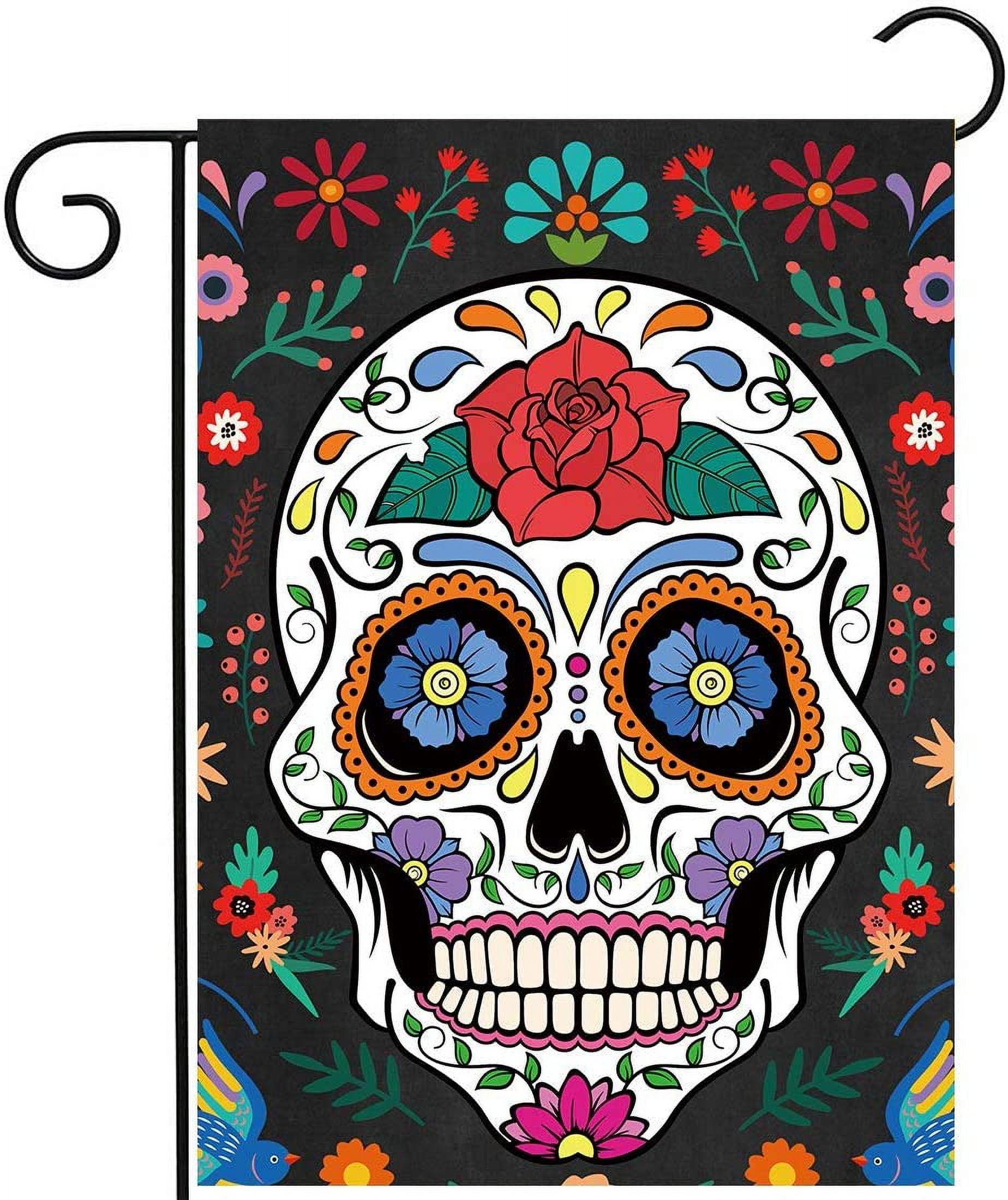 Day of the Dead Garden Flag for Outside Vertical Mexican Fiesta Dia DE ...