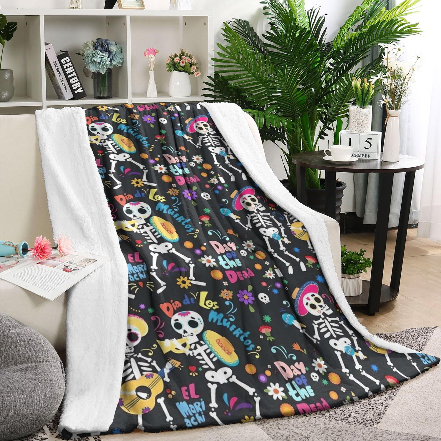 Day Of the Dead Halloween Pattern Blanket,Comfortable Soft Flannel ...