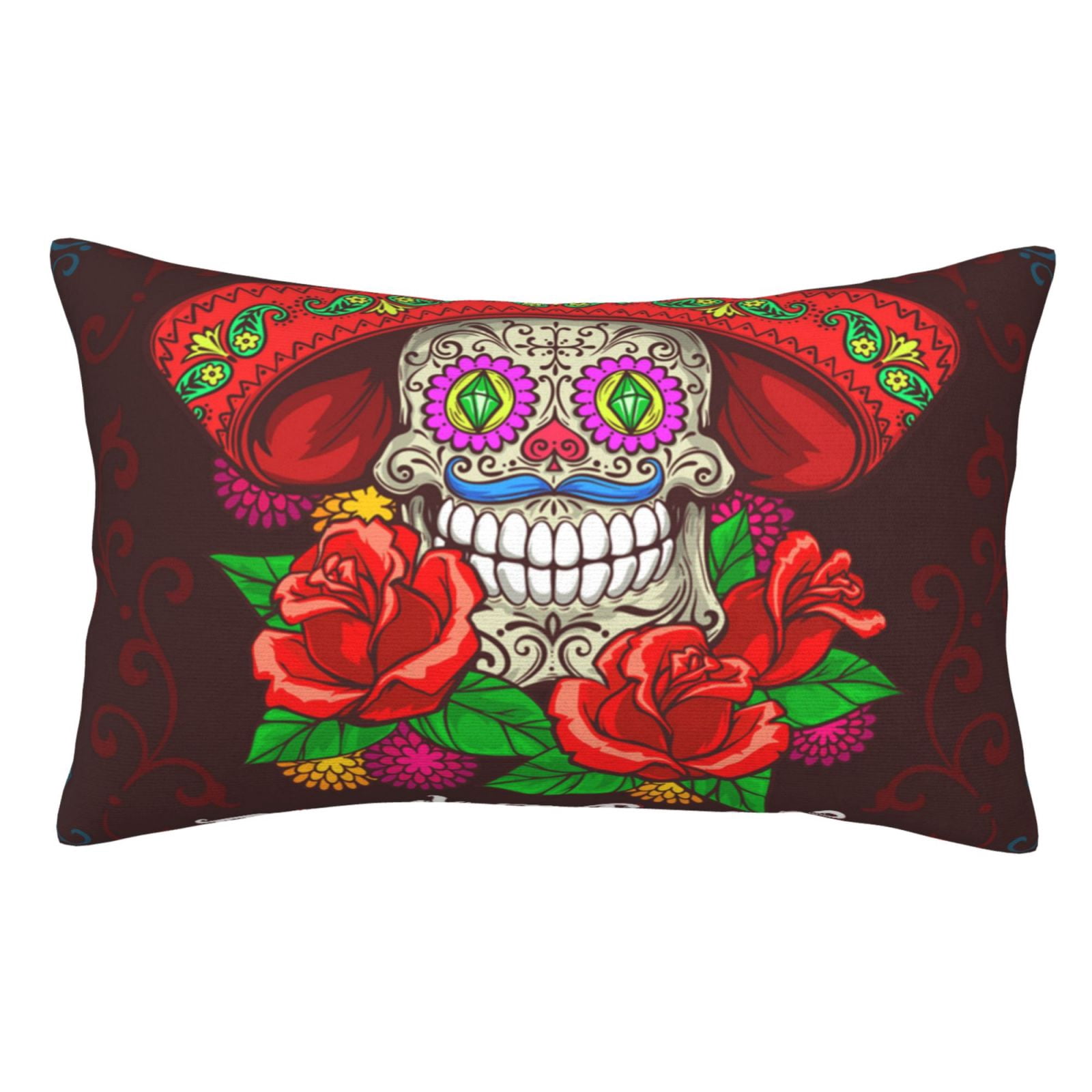 Day Dead Skull Mexican Mexico Pillowcase 20x30 Rectangle Throw Pillow ...