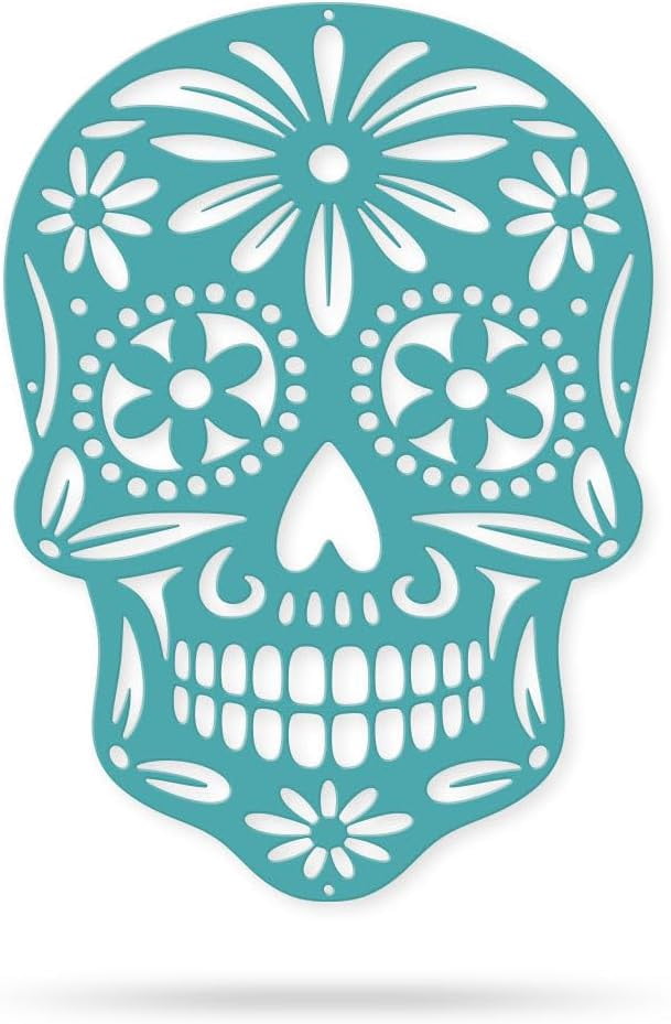 Day of the Dead Sugar Skull Metal Wall Art– Handcrafted Steel Décor for ...