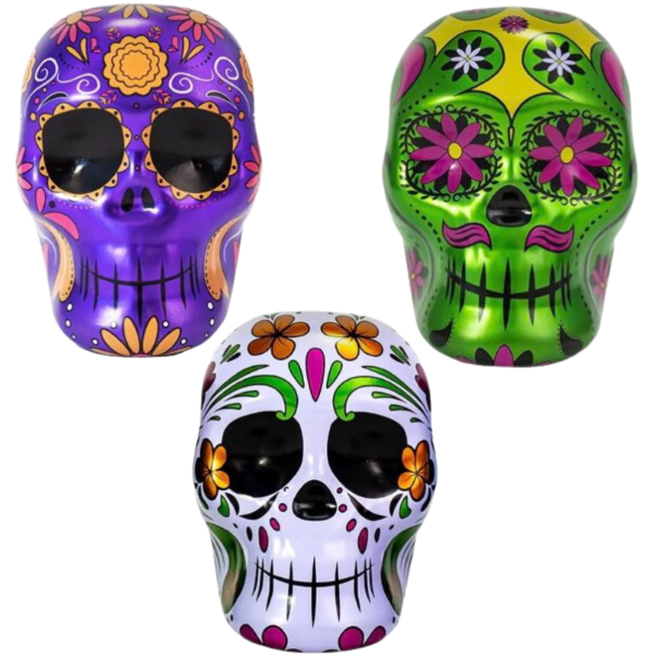 Day of the Dead Sugar Skull Tins with Smarties Candies Inside Trick or ...
