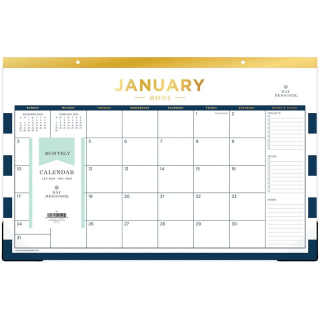 Day Designer for Blue Sky 2020 Monthly Desk Pad Calendar, 3-Hole ...