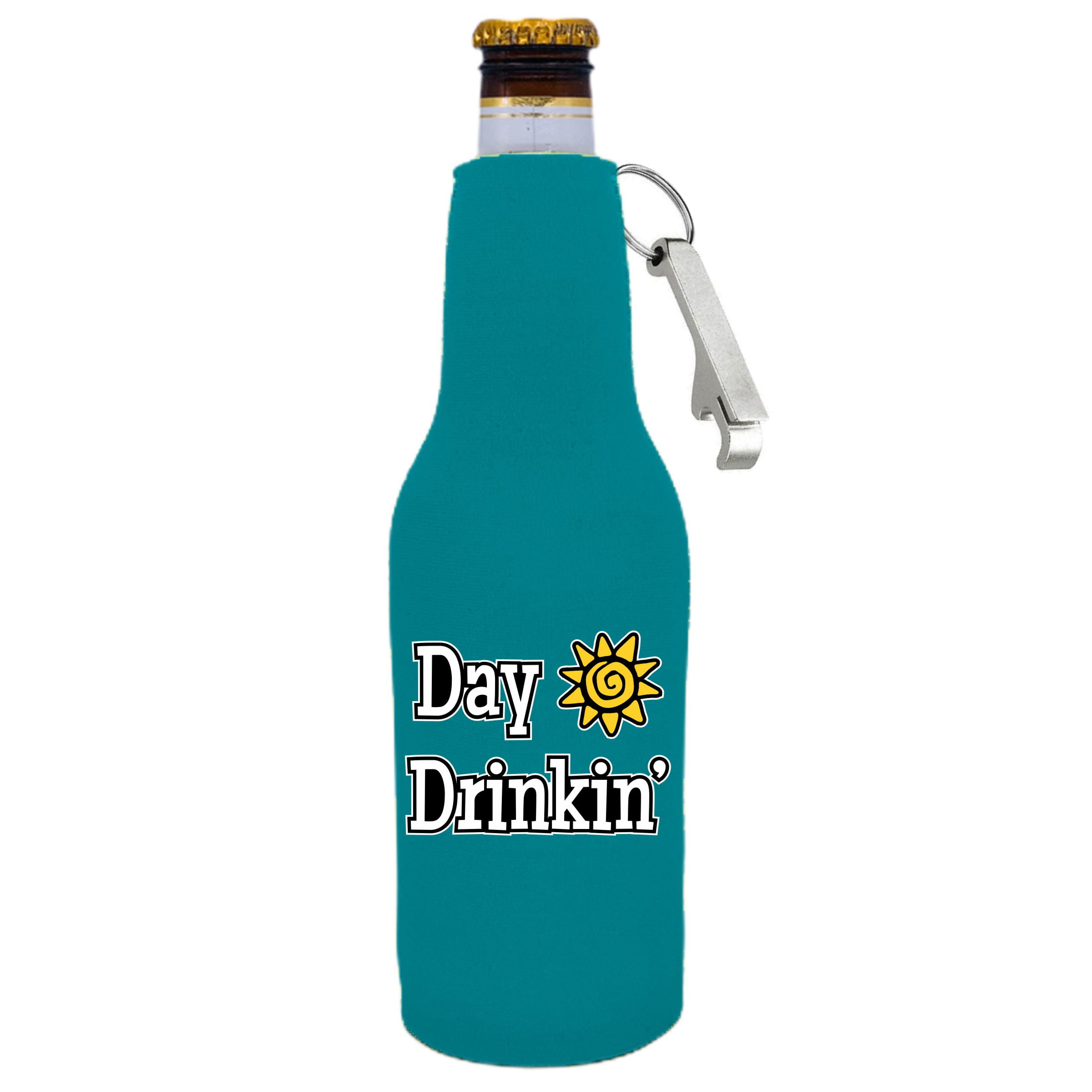 Day Drinkin' Beer Bottle Coolie With Opener (Turquoise) - Walmart.com