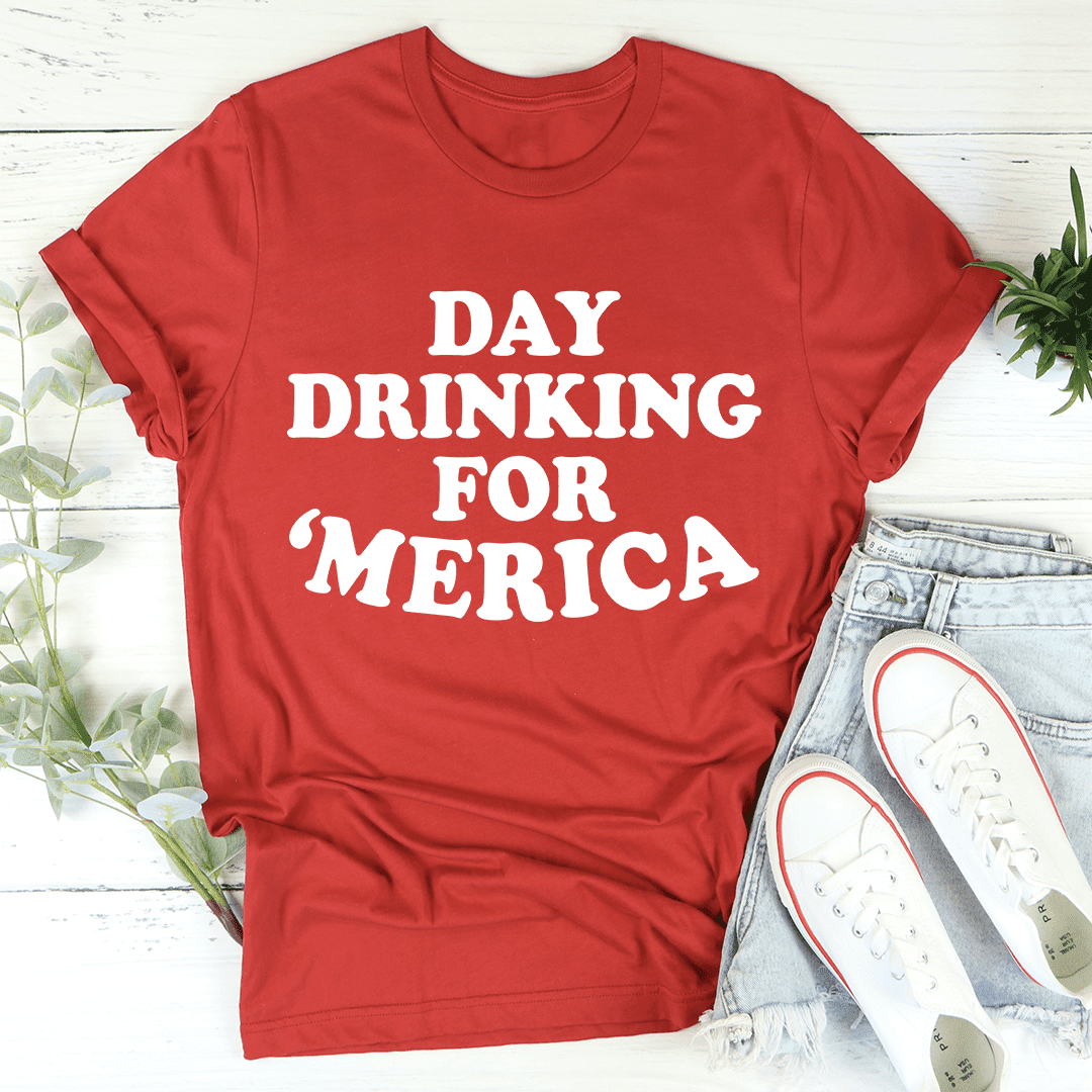 Day Drinking For Merica Tee Red S Peachy Sunday T-Shirt - Walmart.com