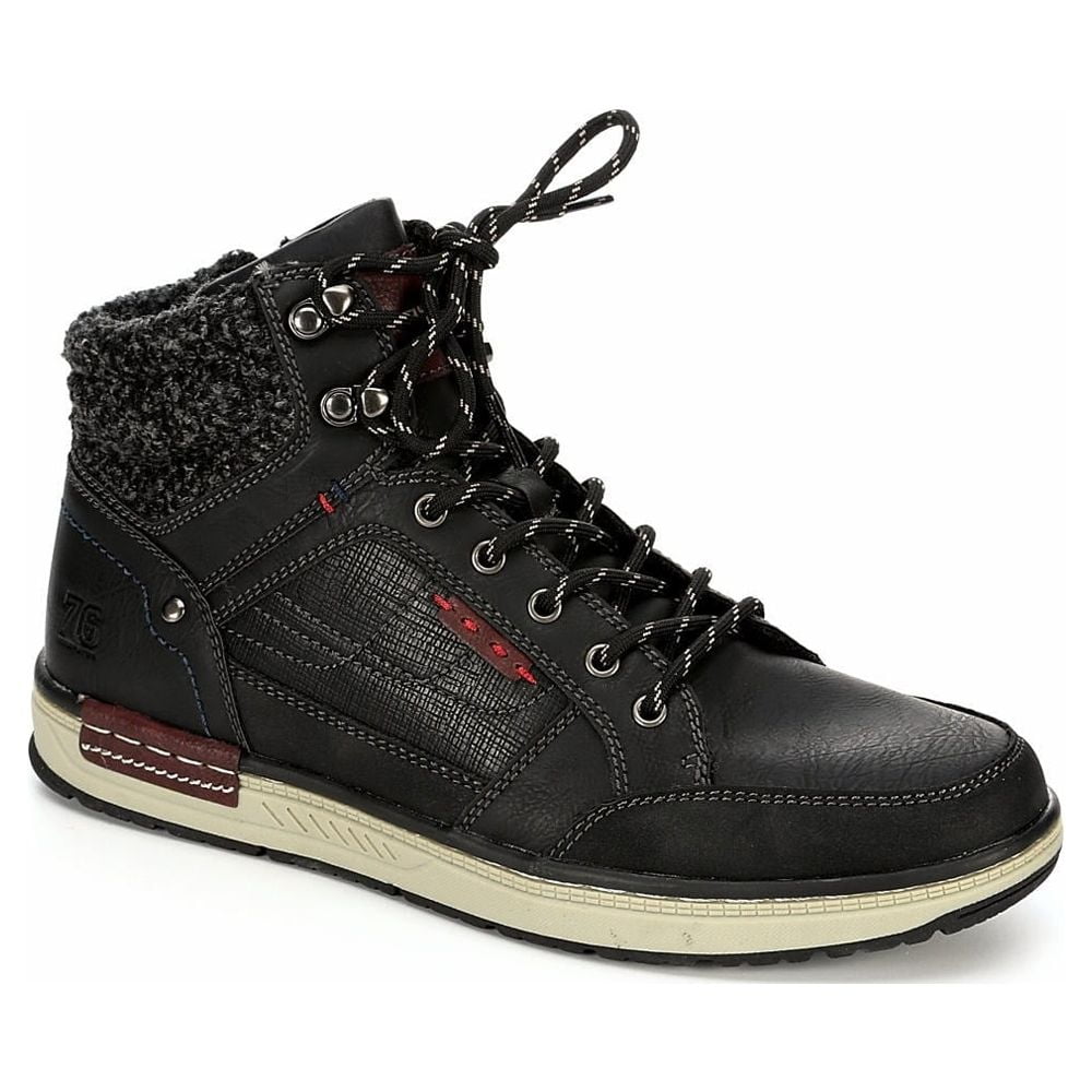 Day Five Mens Lace Up Mid Cut Sneaker Boot Shoes, Black, US 9 - Walmart.com