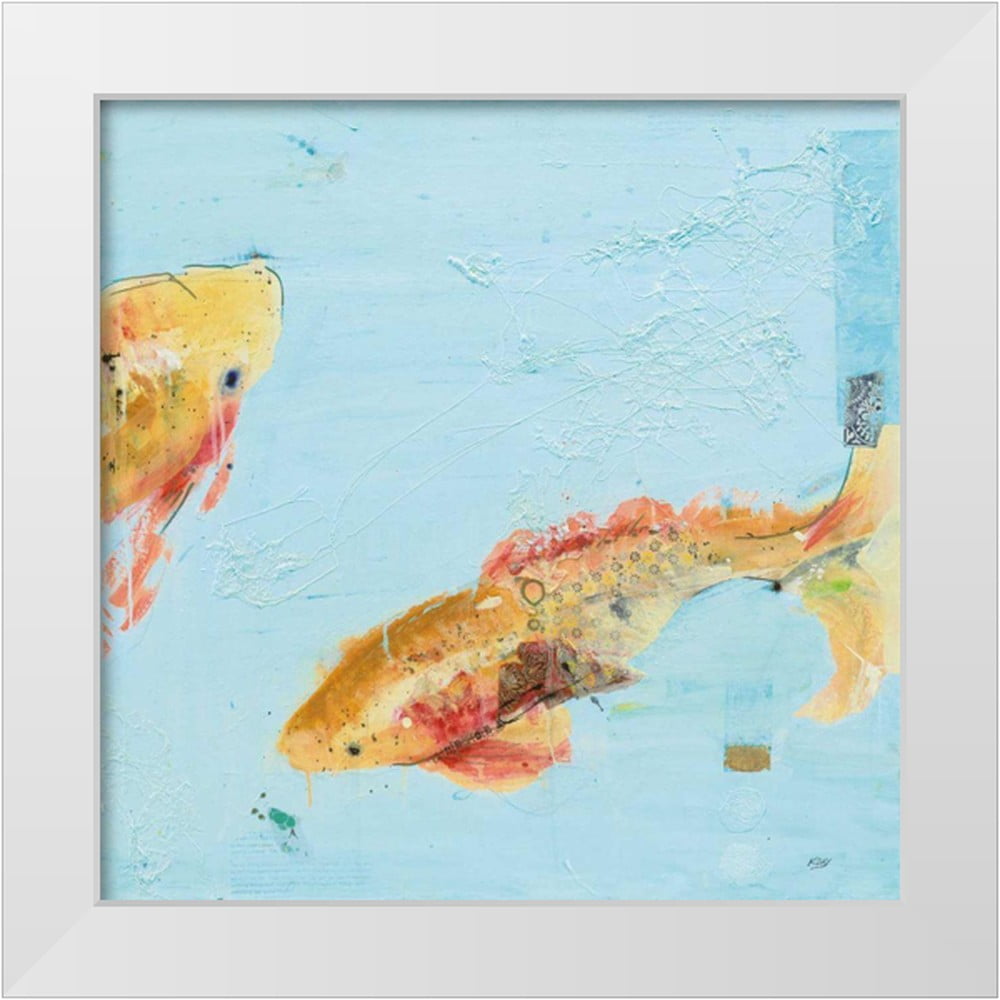 Day, Kellie 15x15 White Modern Wood Framed Museum Art Print Titled - Fish in the Sea II Aqua ...