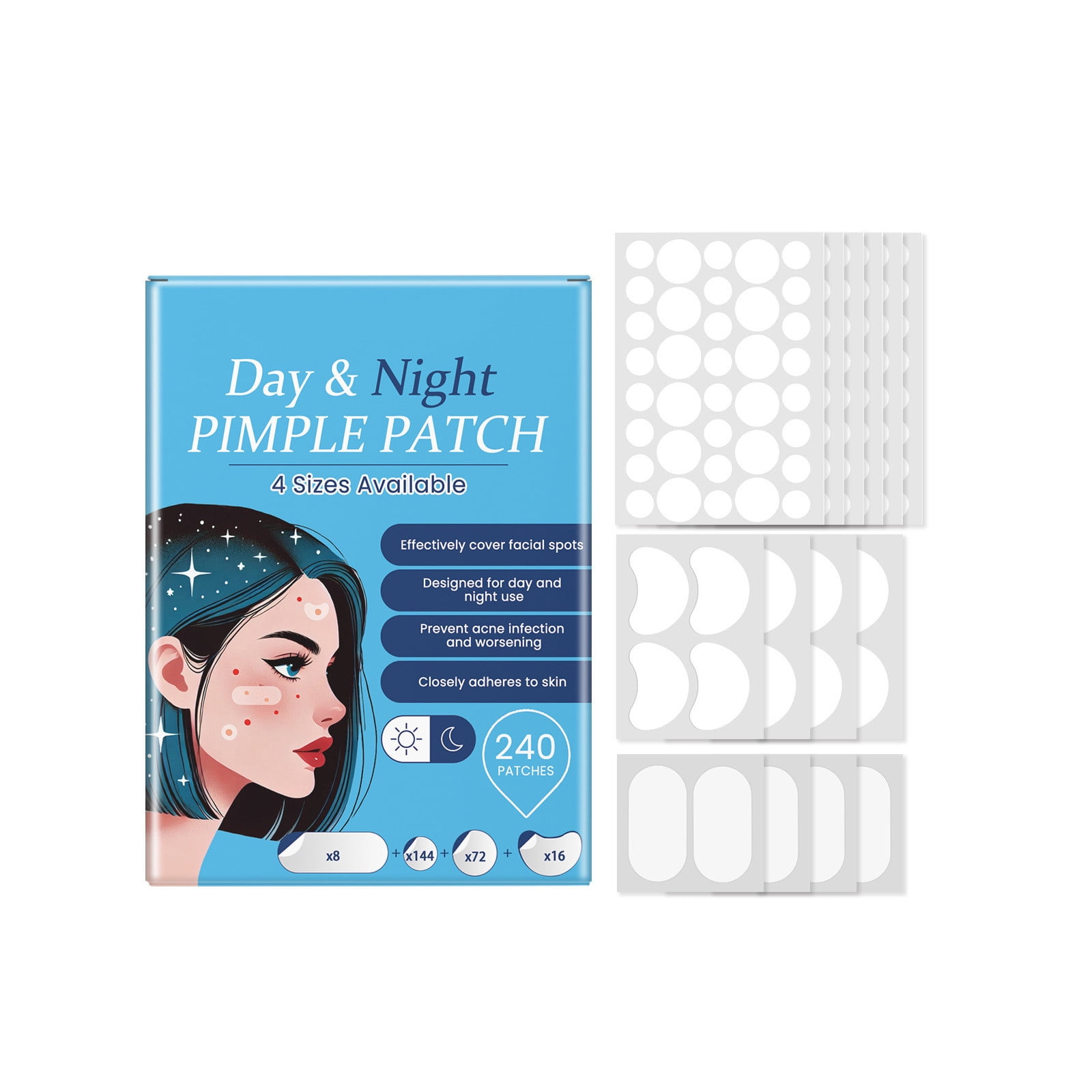 Day & Night Pimple Patch 4 Size Available 240pcs - Effectively Cover ...