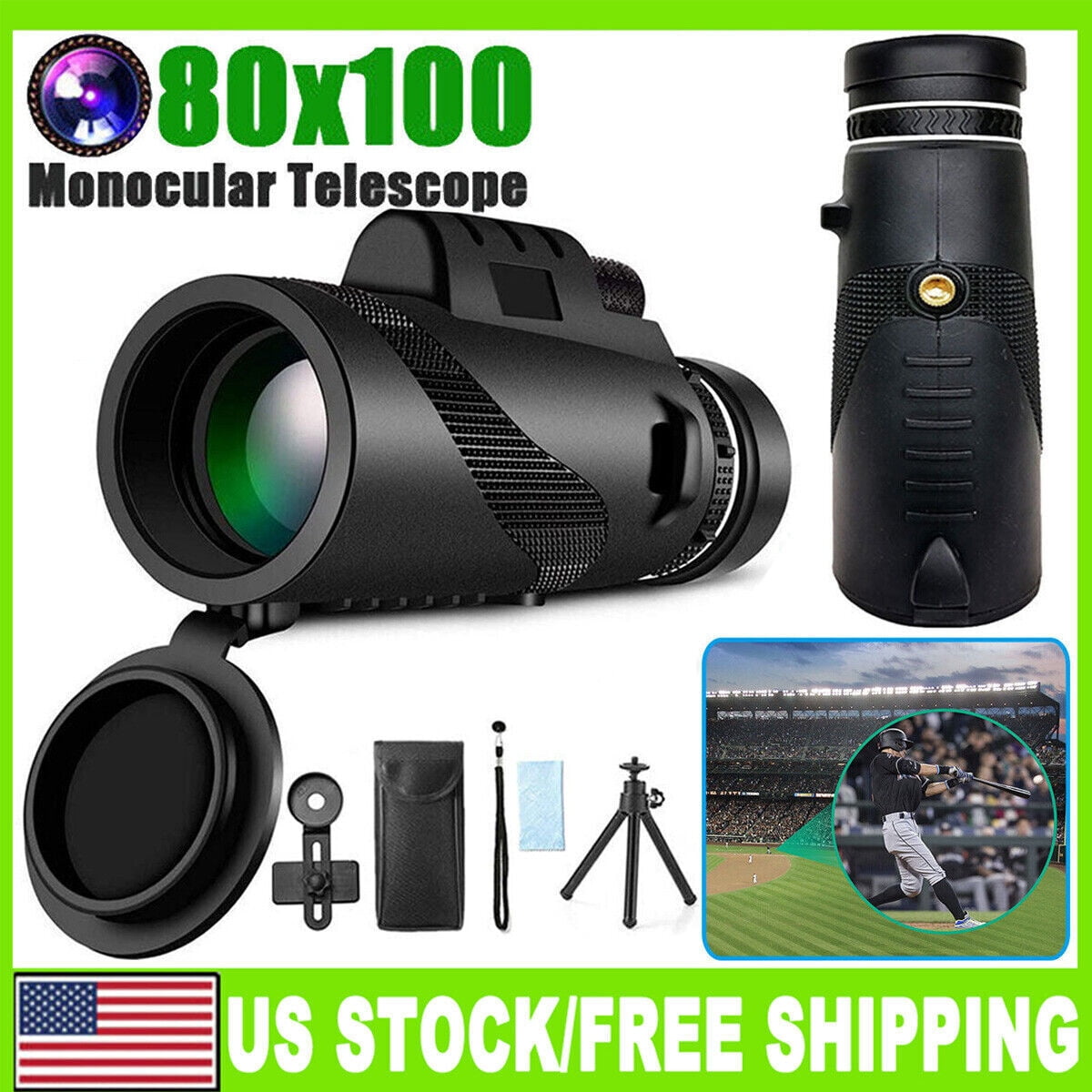 Day / Night Vision 80x100 Zoom HD Monocular Starscope Monocular ...