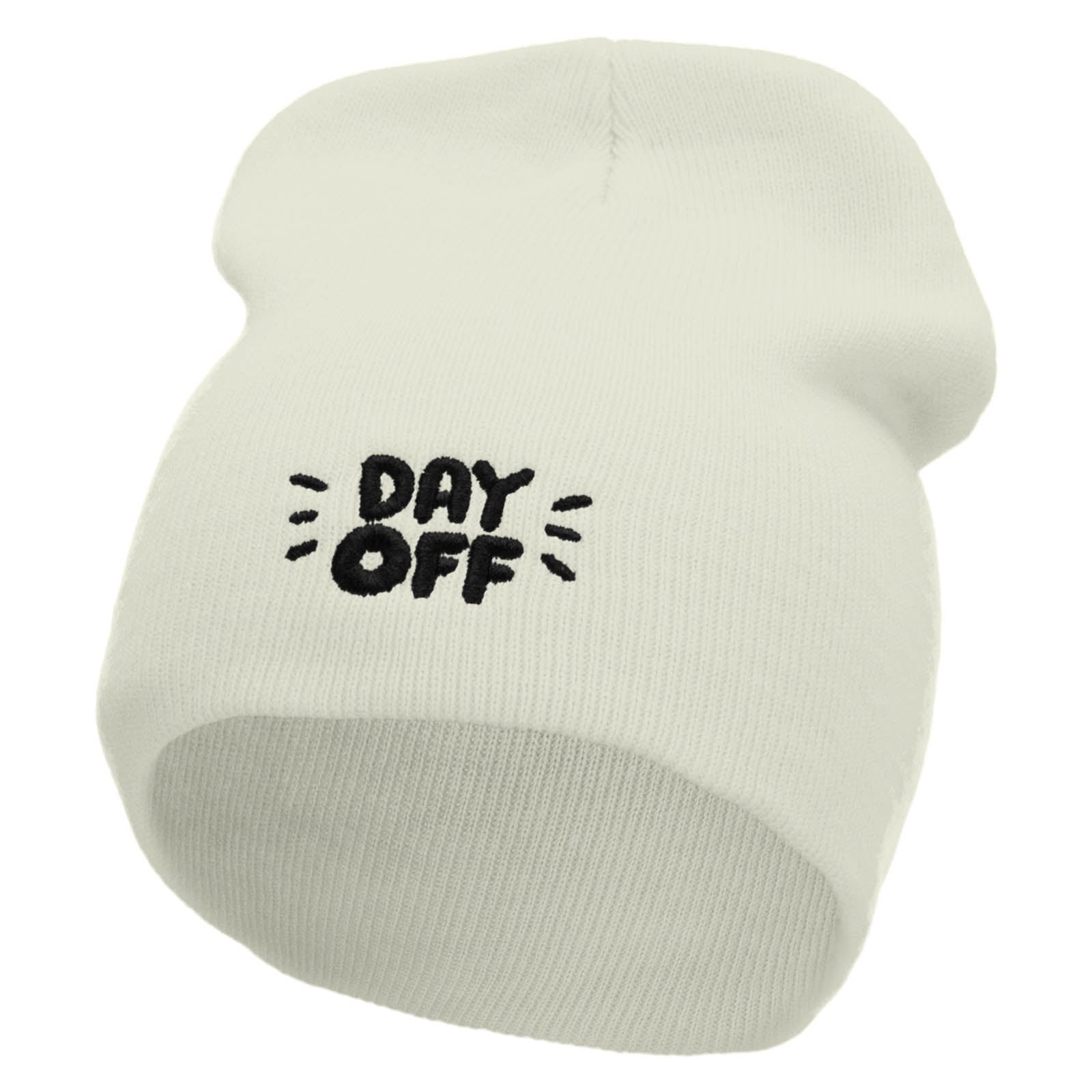 Day OFF Embroidered 8 inch Acrylic Short Blank Beanie - White OSFM ...