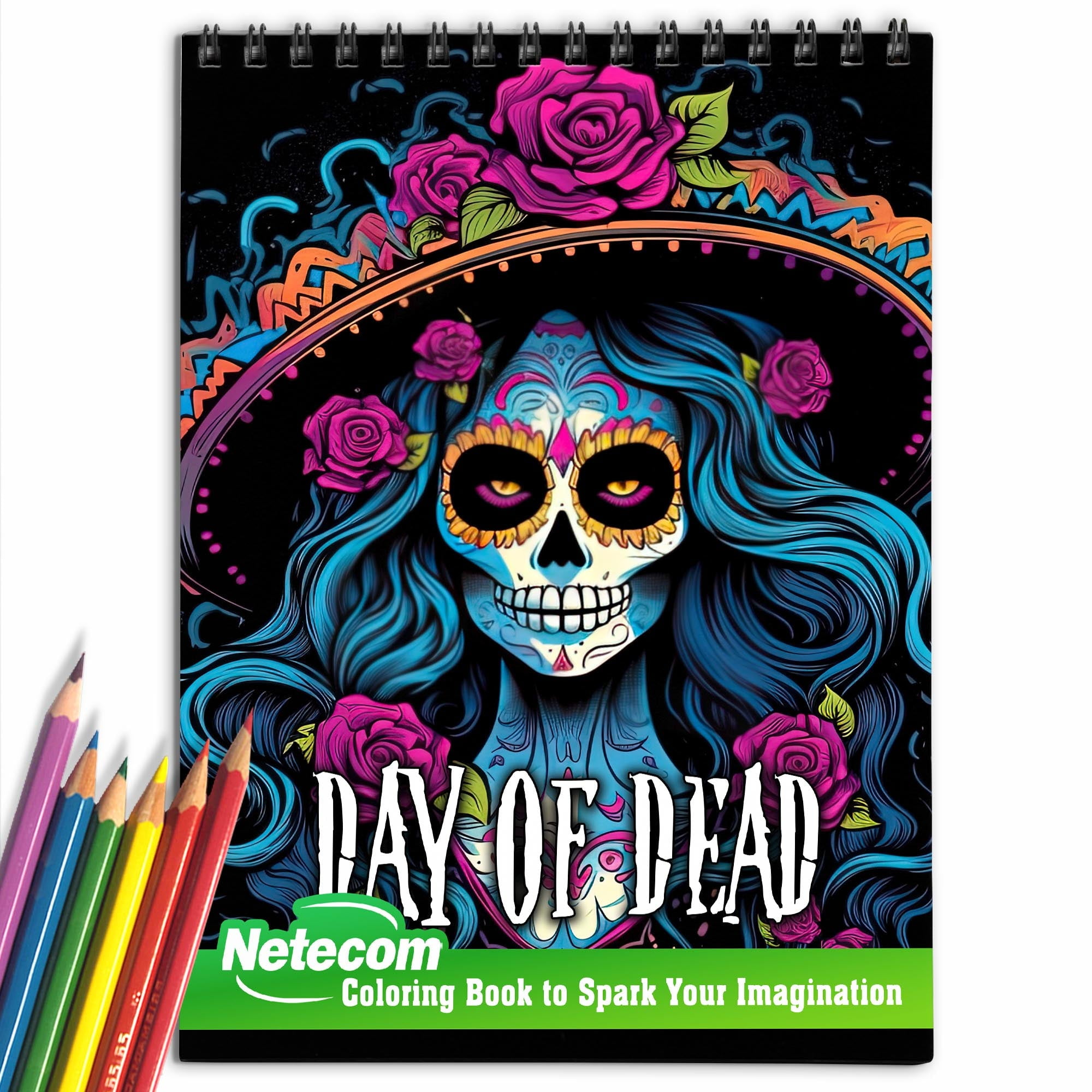 Day Of Dead Spiral Bound Coloring Book, Celebrate the Joyful ...