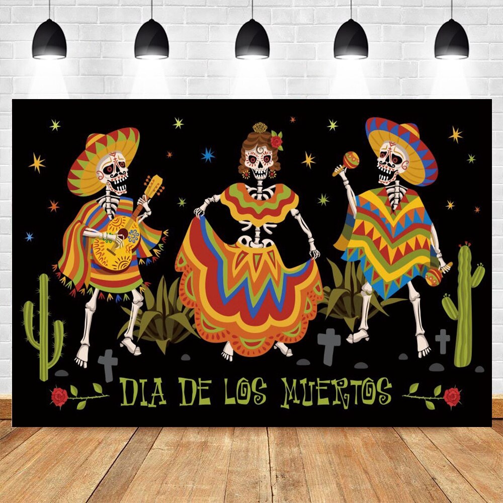 Day Of The Dead Backdrop Mexican Fiesta Sugar Skull Vinyl Photography ...