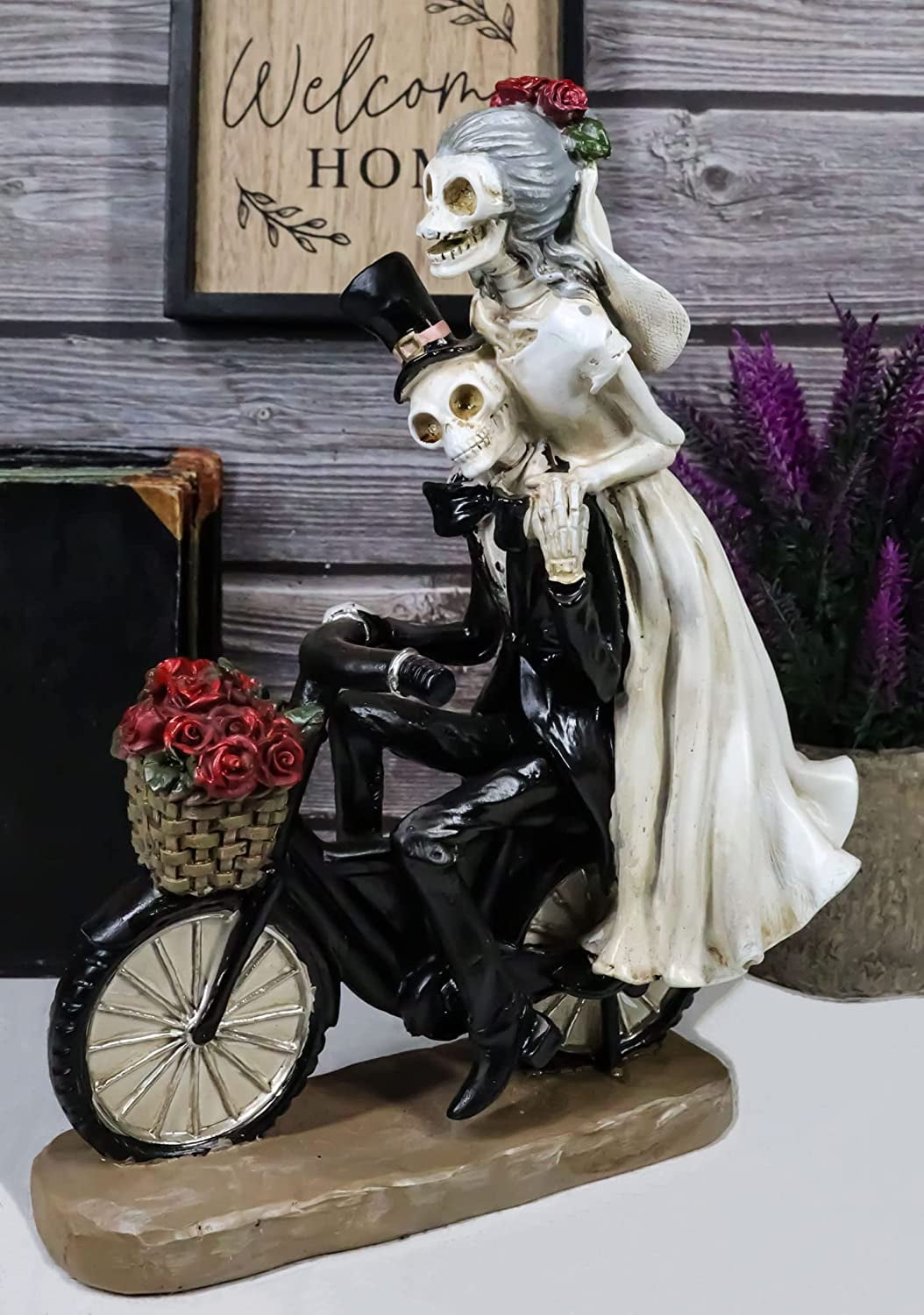Day Of The Dead Just Married Wedding Bride Groom Skeletons On Bicycle ...