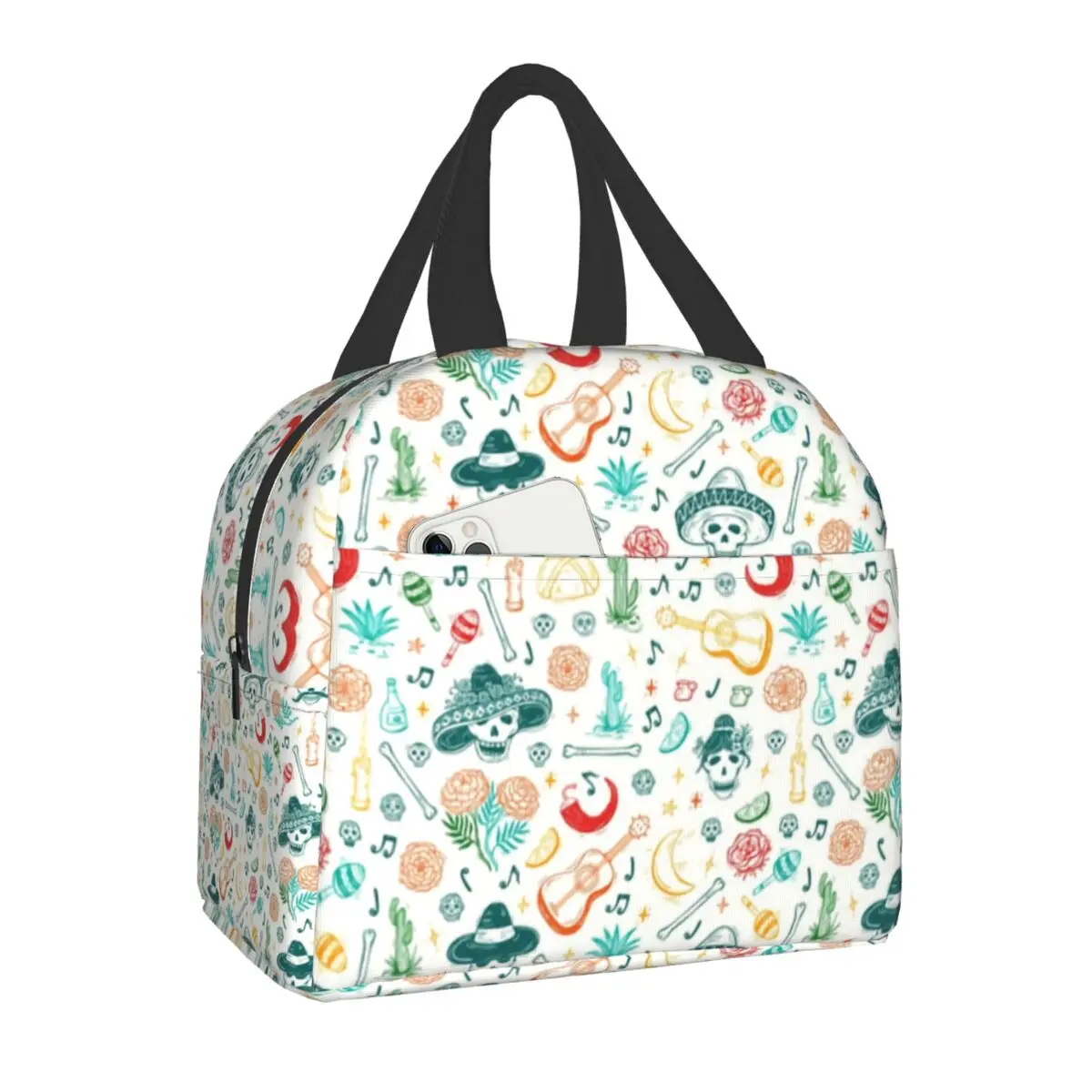 Day Of The Dead Mexican Sugar Skull Insulated Lunch Bag Waterproof ...