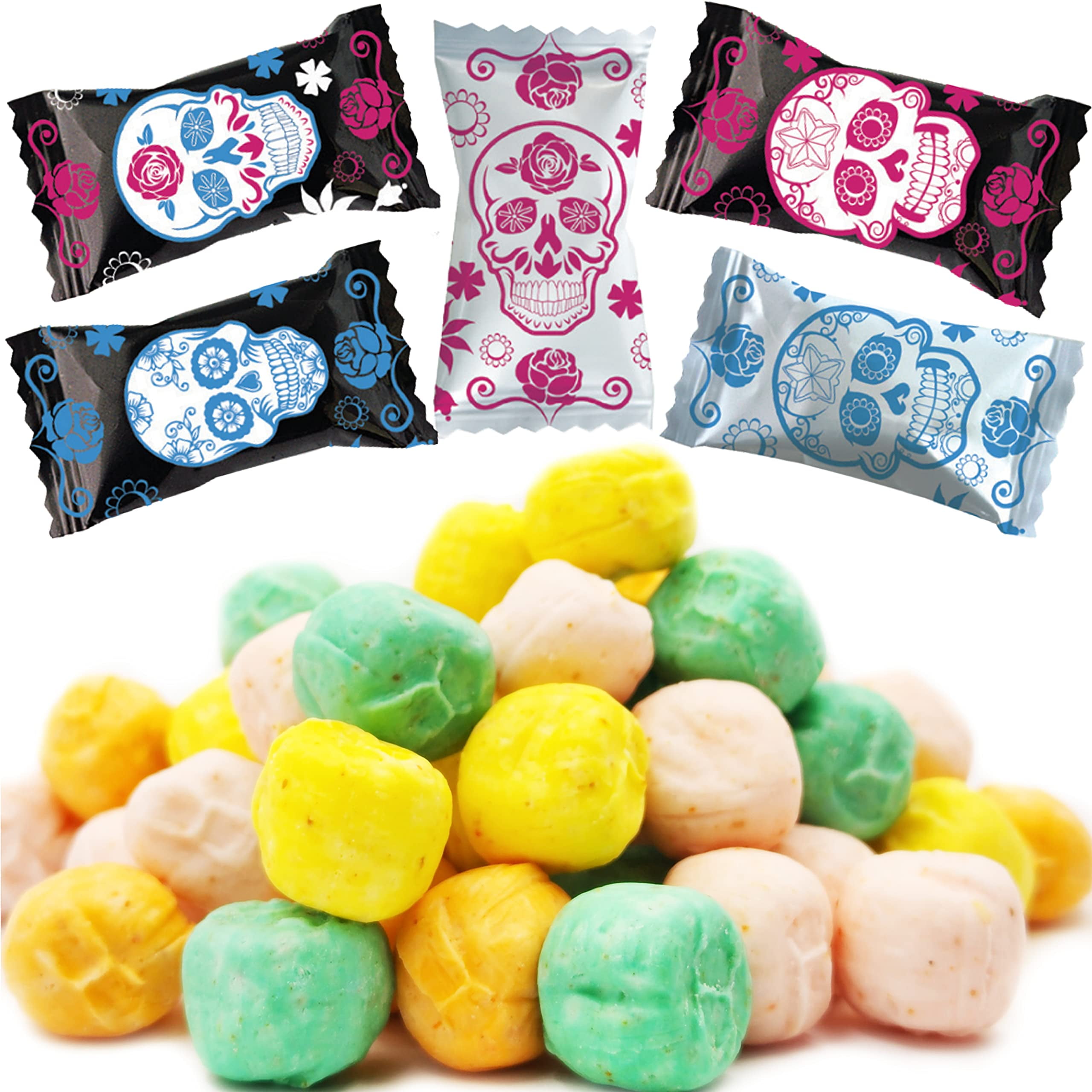 Day Of The Dead Skull Buttermints, Multicolor Sweet Heat Candies, Soft ...