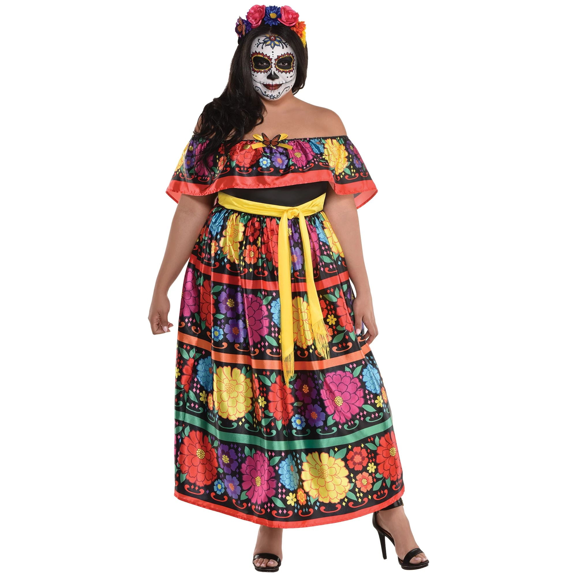Amscan Sugar Skull Beauty Halloween Costume for Adults, Day of the Dead ...