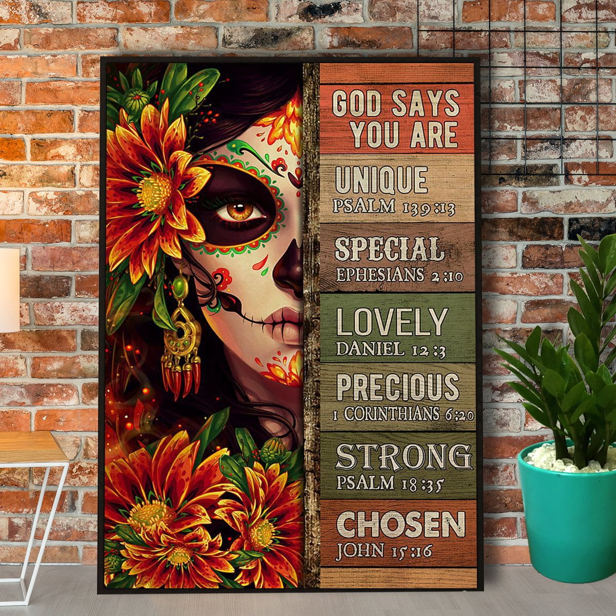 Day Of The Dead Sugar Skull God Says You Are Paper Poster No Frame ...