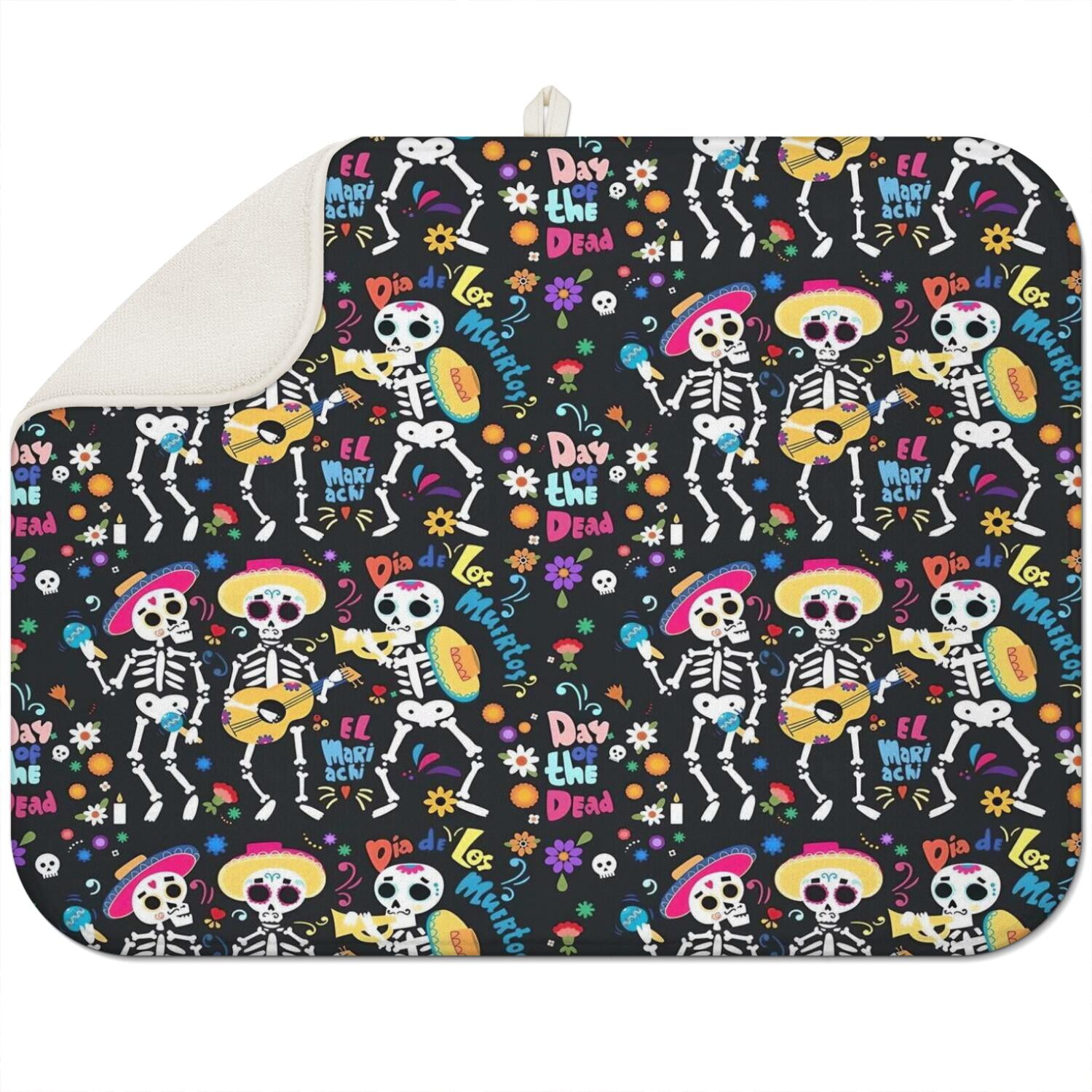 Day Of the Dead Halloween Pattern Dish Drying Mat for Kitchen 1 Pack ...