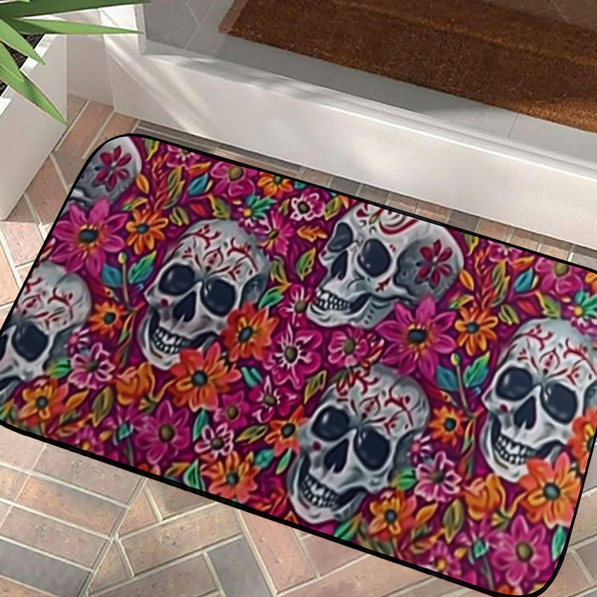 Day Off The Dead Pink Door Mat Inside Outside Non Slip for Entrance Way ...