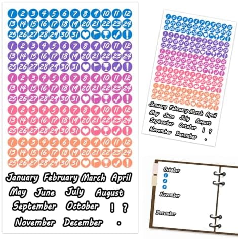 Day Stickers Monthly Daily Labels Planner Number Labels Date Dots ...
