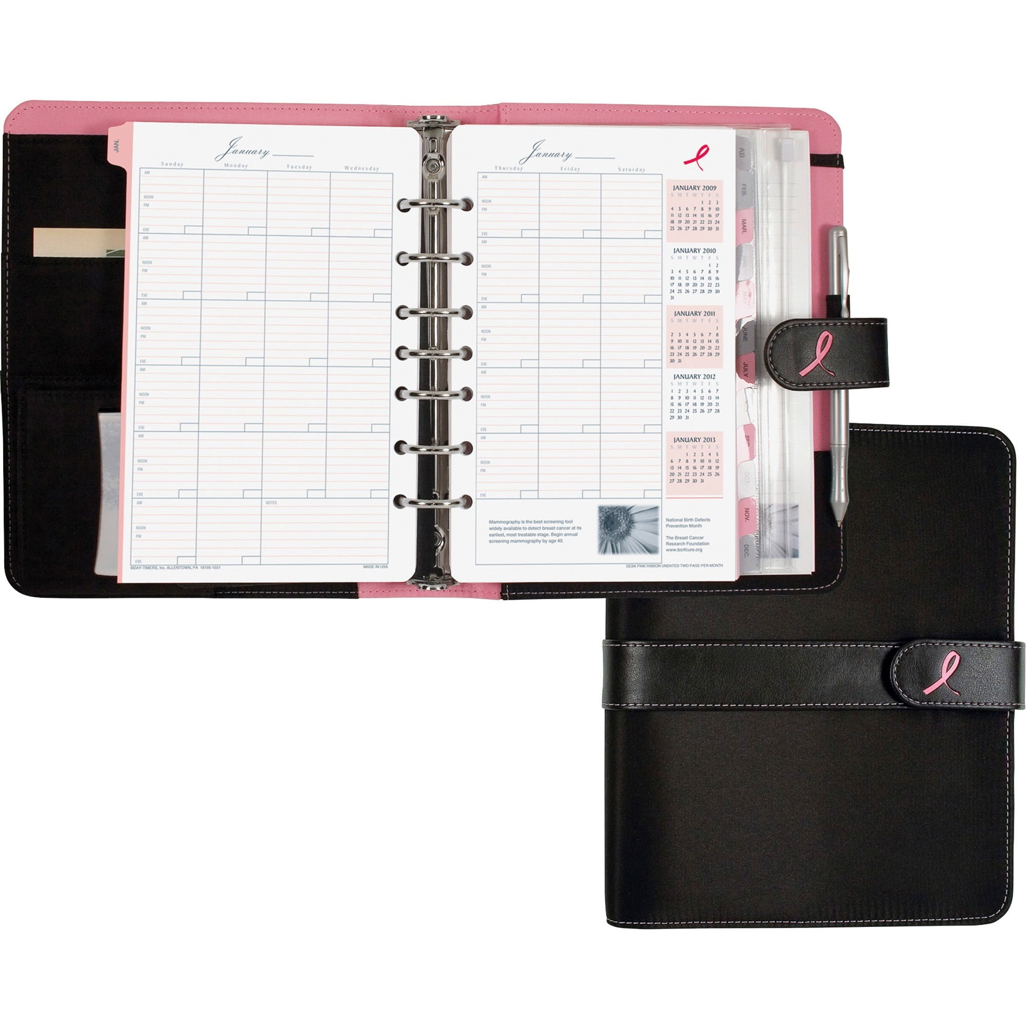 Day-Timer, DTM48391, Desk Size Pink Ribbon Binder Starter Set, 1 Each ...