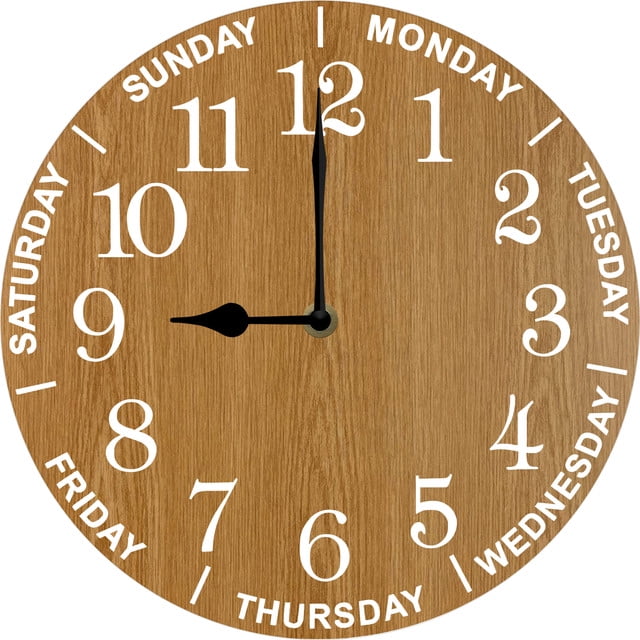 Day of Week Wall Clock, Weekly Wall Clock, Retirement Clocks, 10"x10 ...