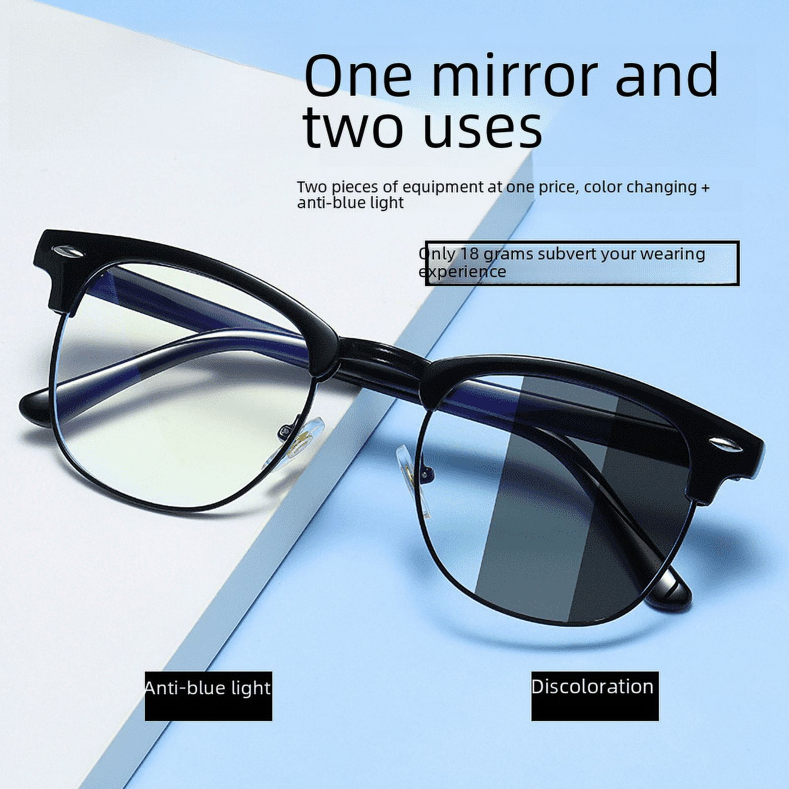 Day and Night Dual-Use Color-Changing Anti-Blue Light Glasses Retro ...