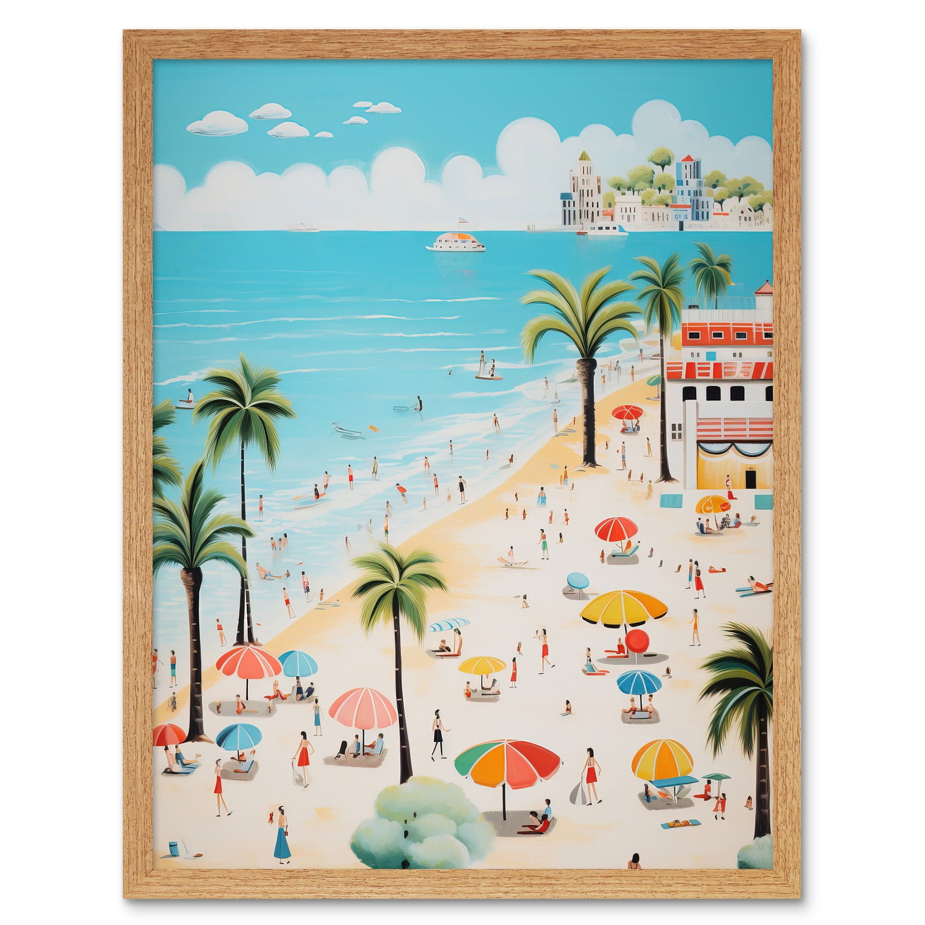 Day at the Beach Summer Holidays Stylised Artwork Pastel Colour ...