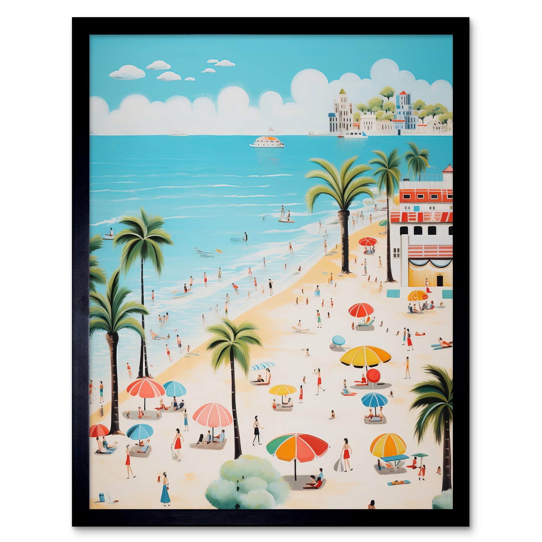 Day at the Beach Summer Holidays Stylised Artwork Pastel Colour ...
