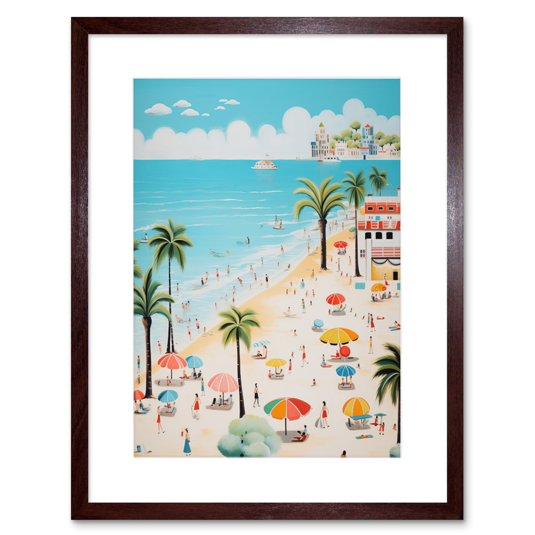 Day at the Beach Summer Holidays Stylised Artwork Pastel Colour ...