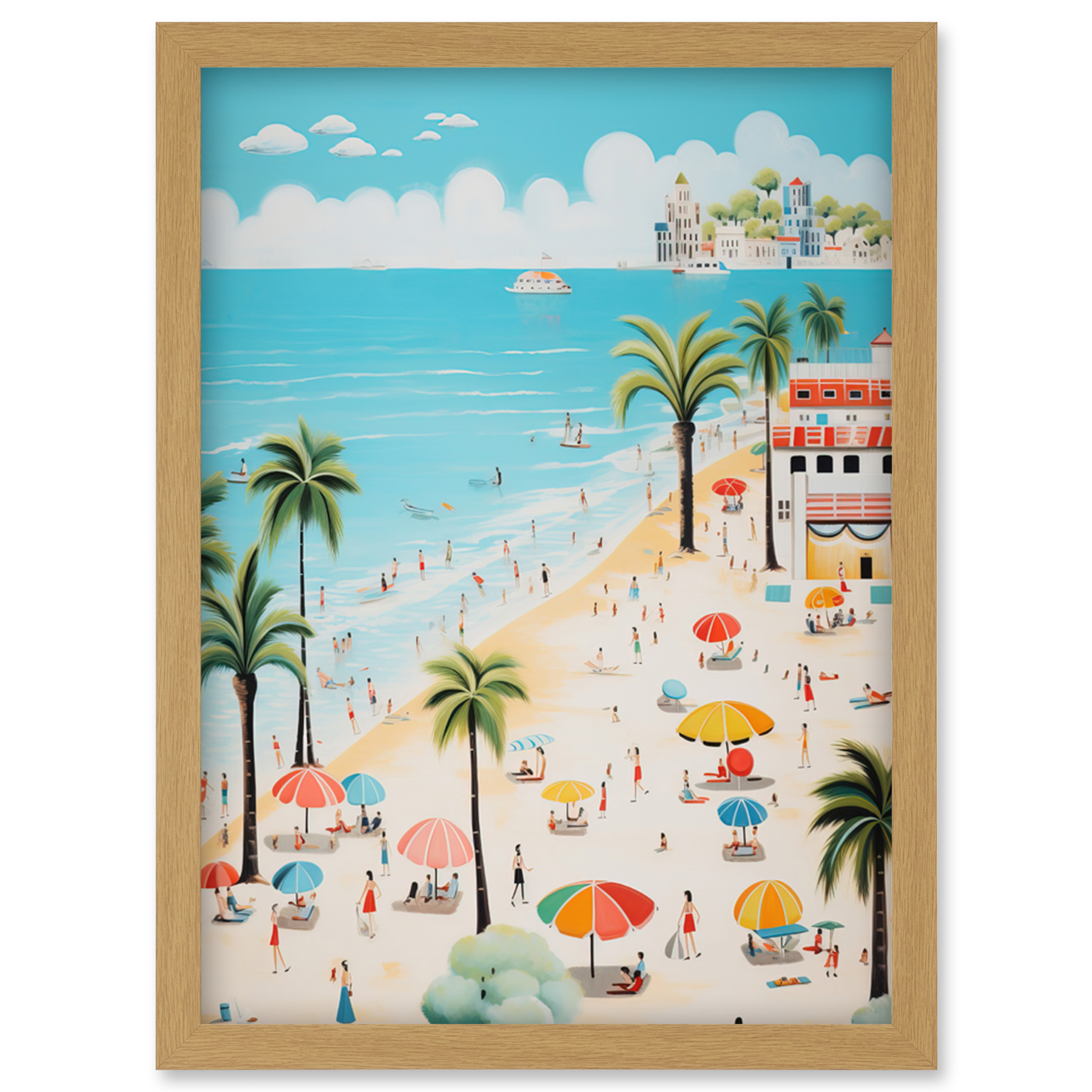 Day at the Beach Summer Holidays Stylised Artwork Pastel Colour ...
