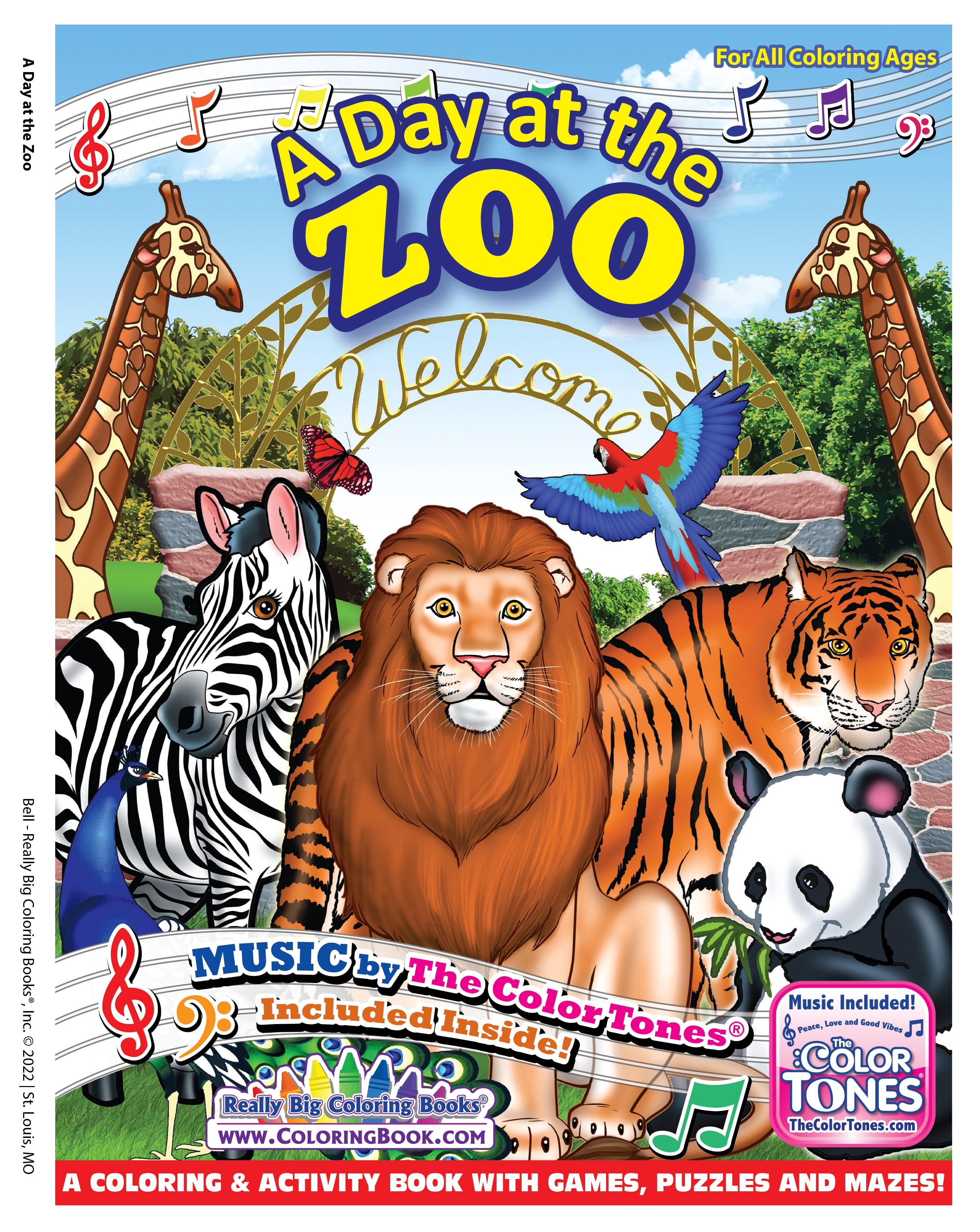 Day at the Zoo Coloring Book 8.5"x11" with Song by "The Color Tones ...