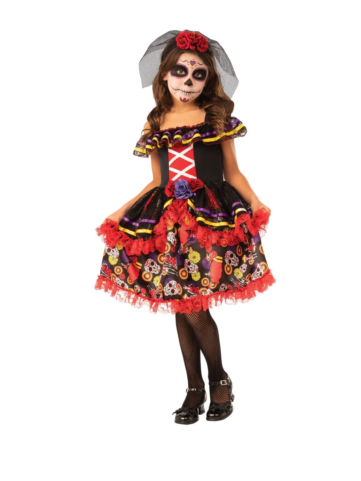 Rubies Day of the Dead Sugar Skeleton Dress Costume for Kids, Girls ...